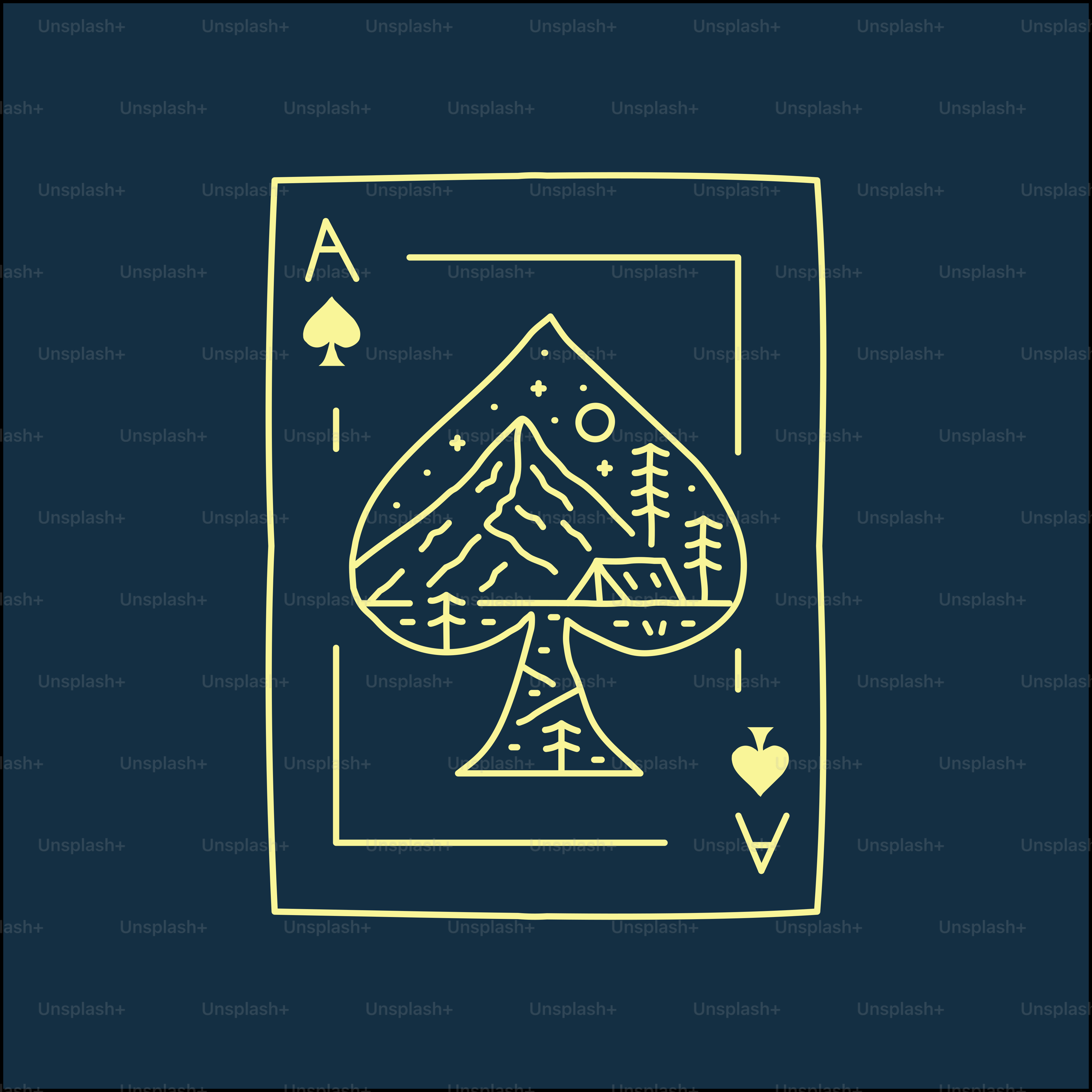 Foto Carta de as de picas en estilo de monolínea de la naturaleza ...