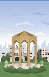 Beautiful Garden Landscape Green Gazebo Islamic Ramadan Kareem Greeting ...