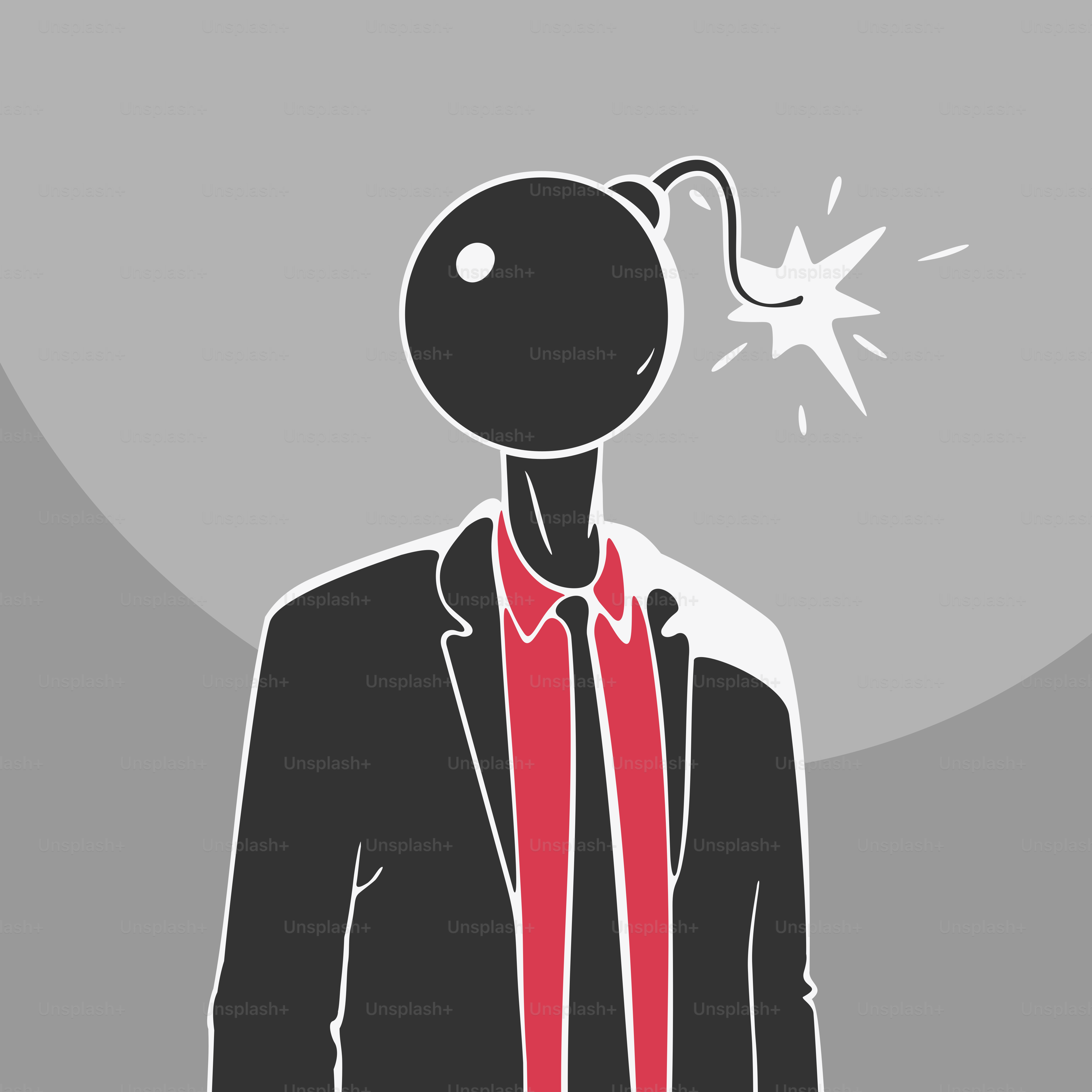 Illustration Vector Man Head Bomb Caricature Concept vector ...