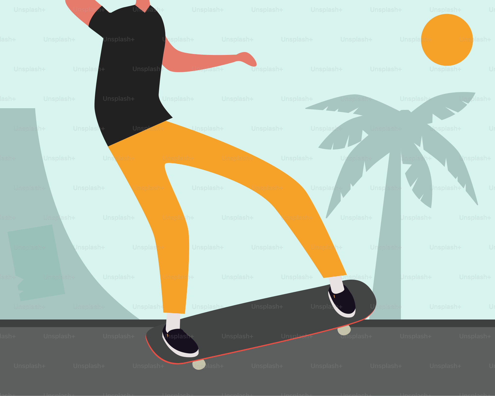 A man riding a skateboard on a city street vector – Skating Image on ...