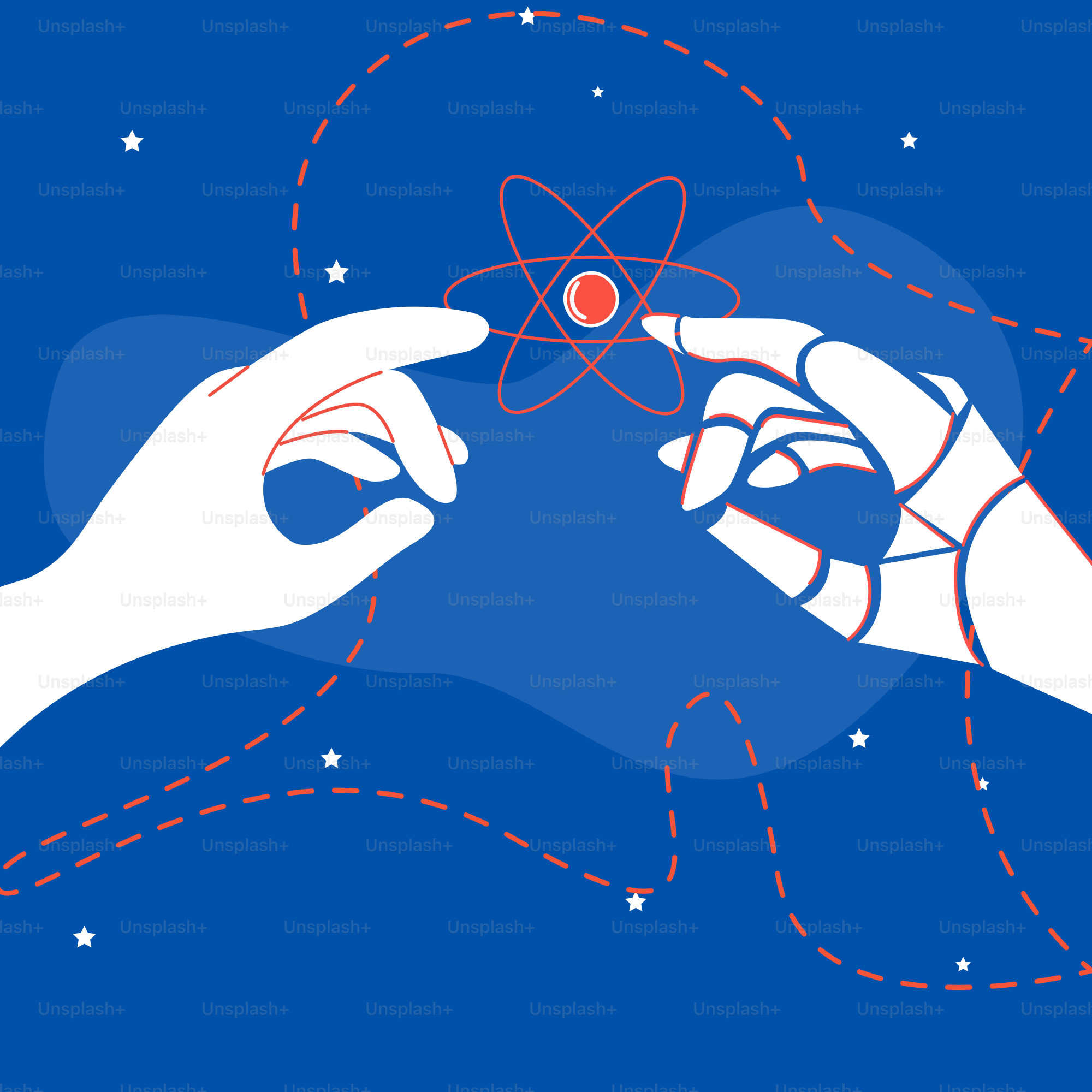 Two hands touching each other with an object in the middle vector ...