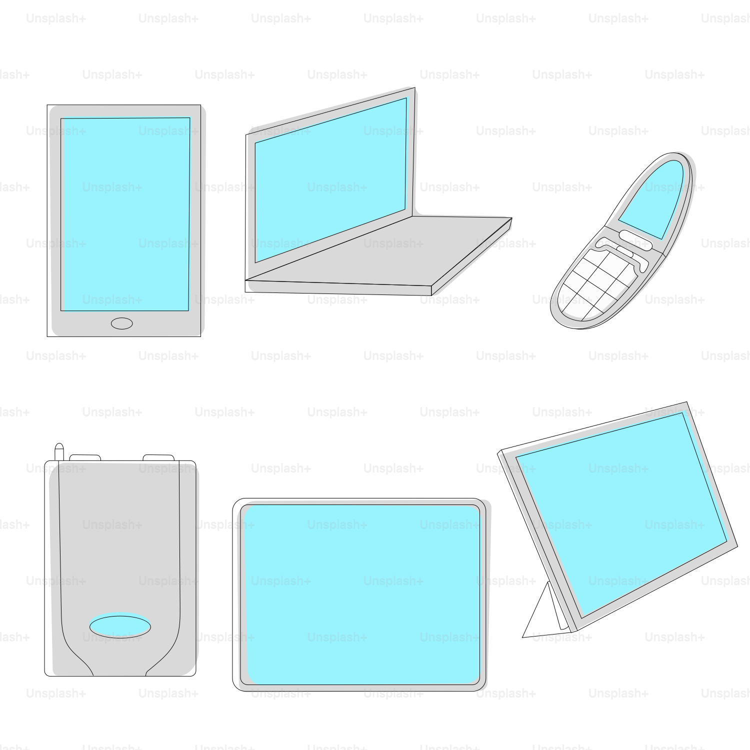 A set of four different types of electronic devices vector – Computer ...