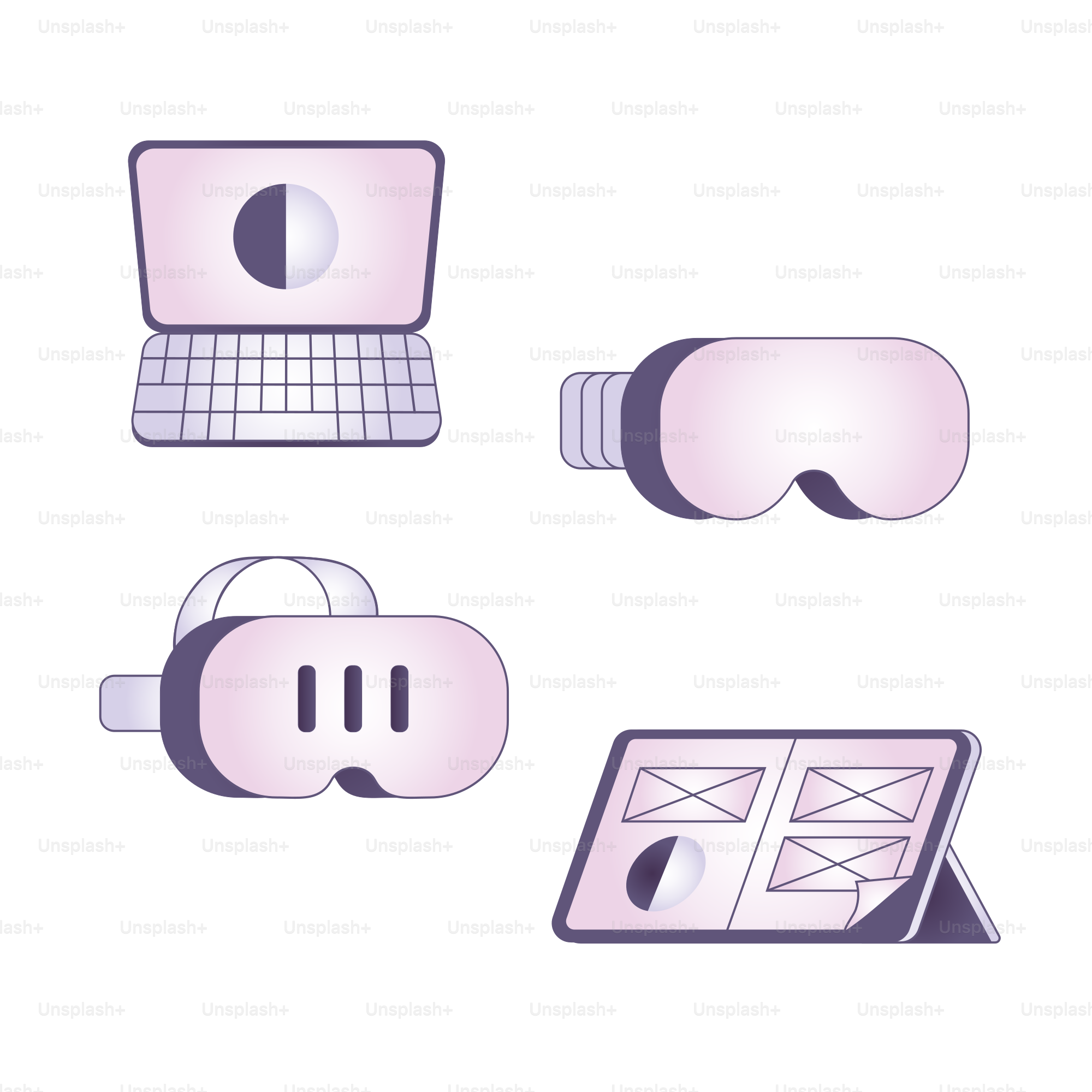 A set of four different types of electronic devices vector – Computer ...