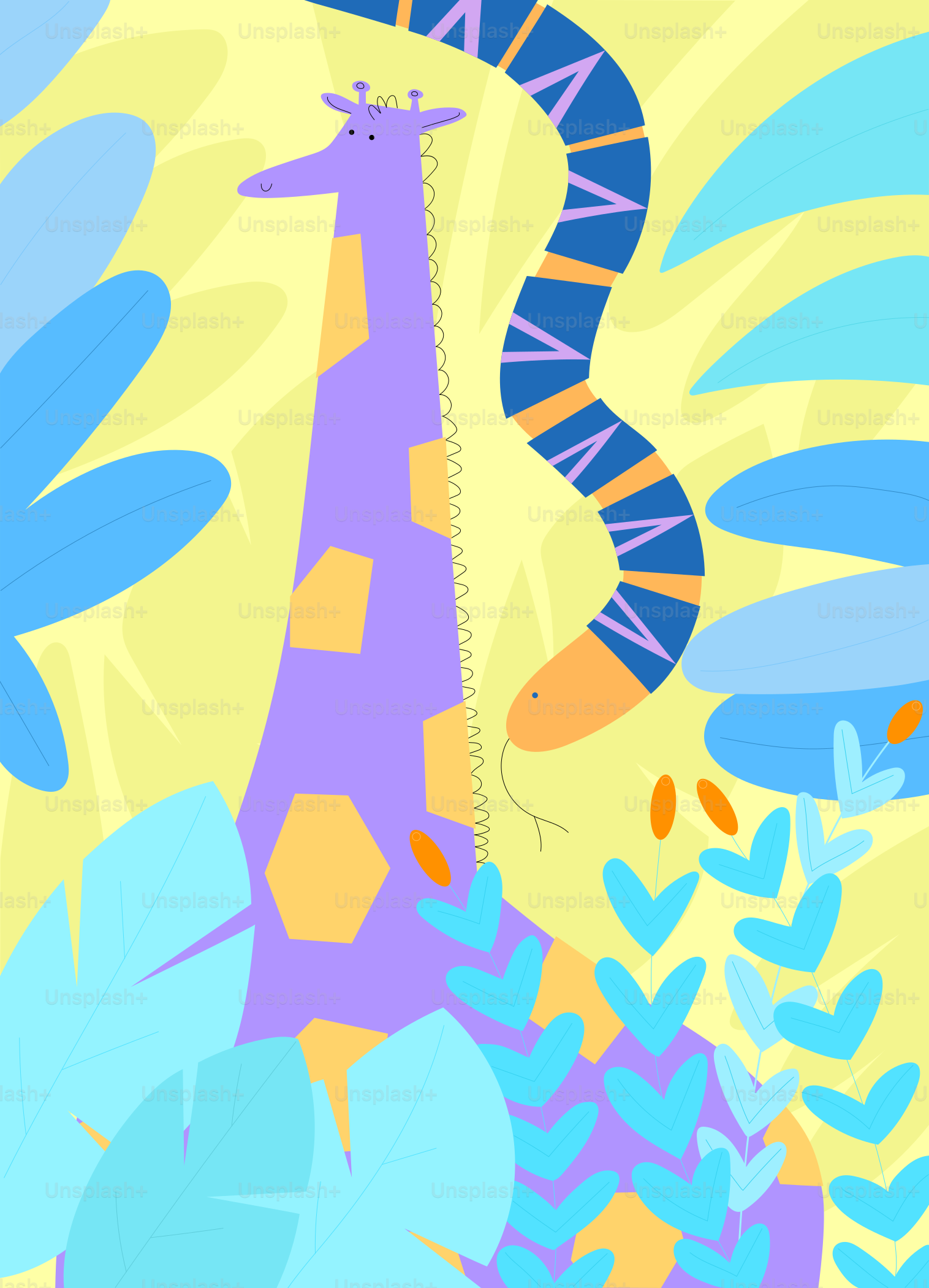 A giraffe with a snake on its neck vector – Trees Image on Unsplash