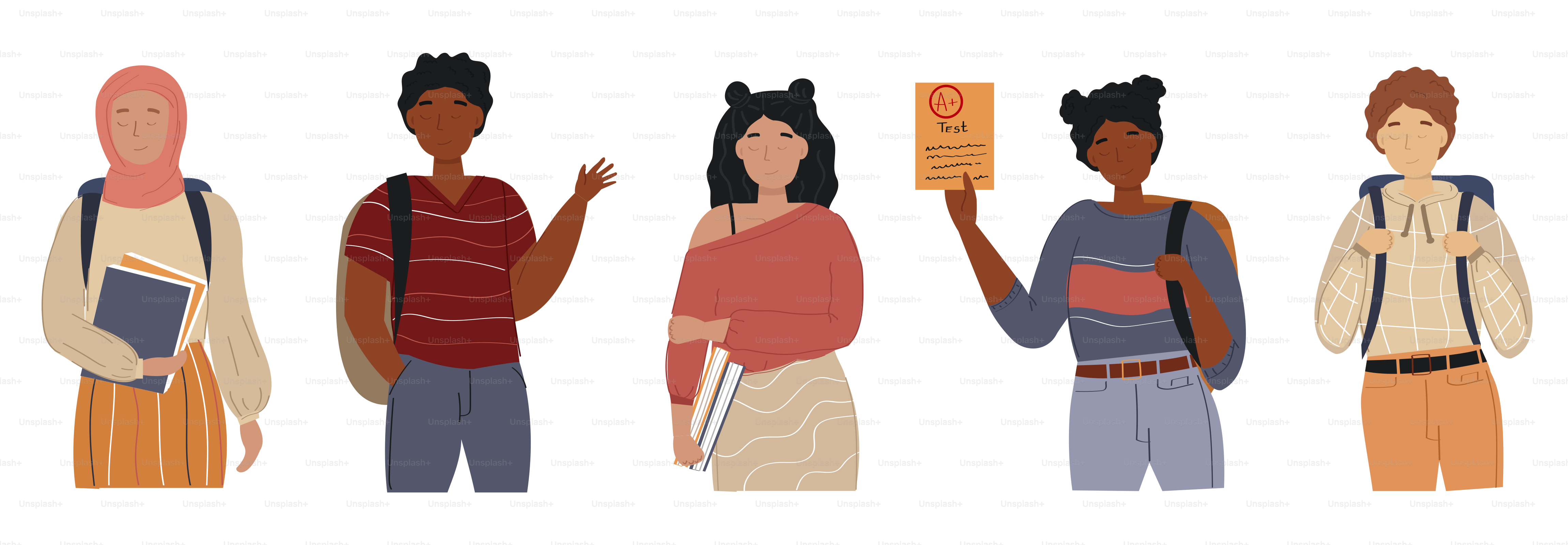 A group of students of different race. People of divers ethnicities ...