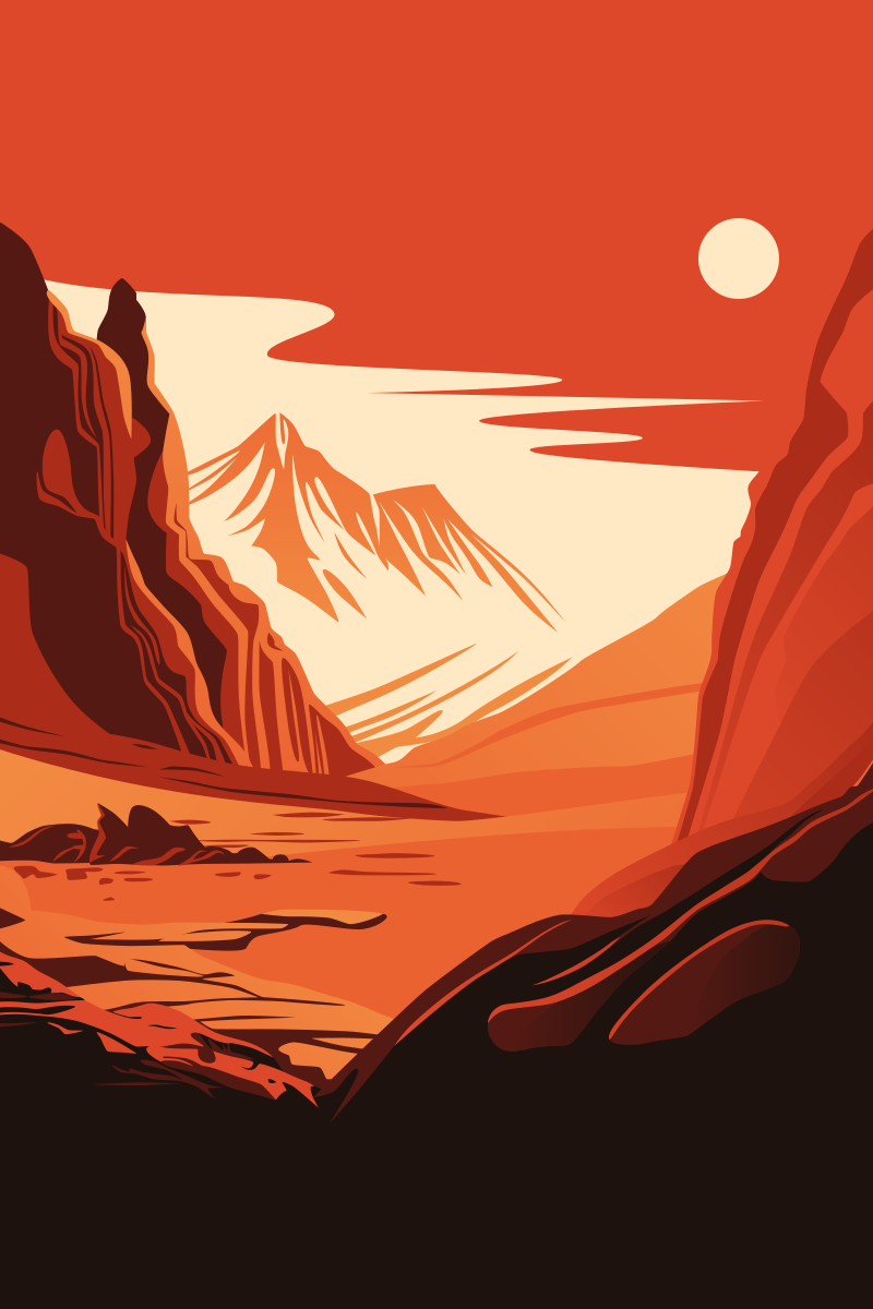 Mars Poster. Human Solar System Exploration. Surface of the Red Planet ...
