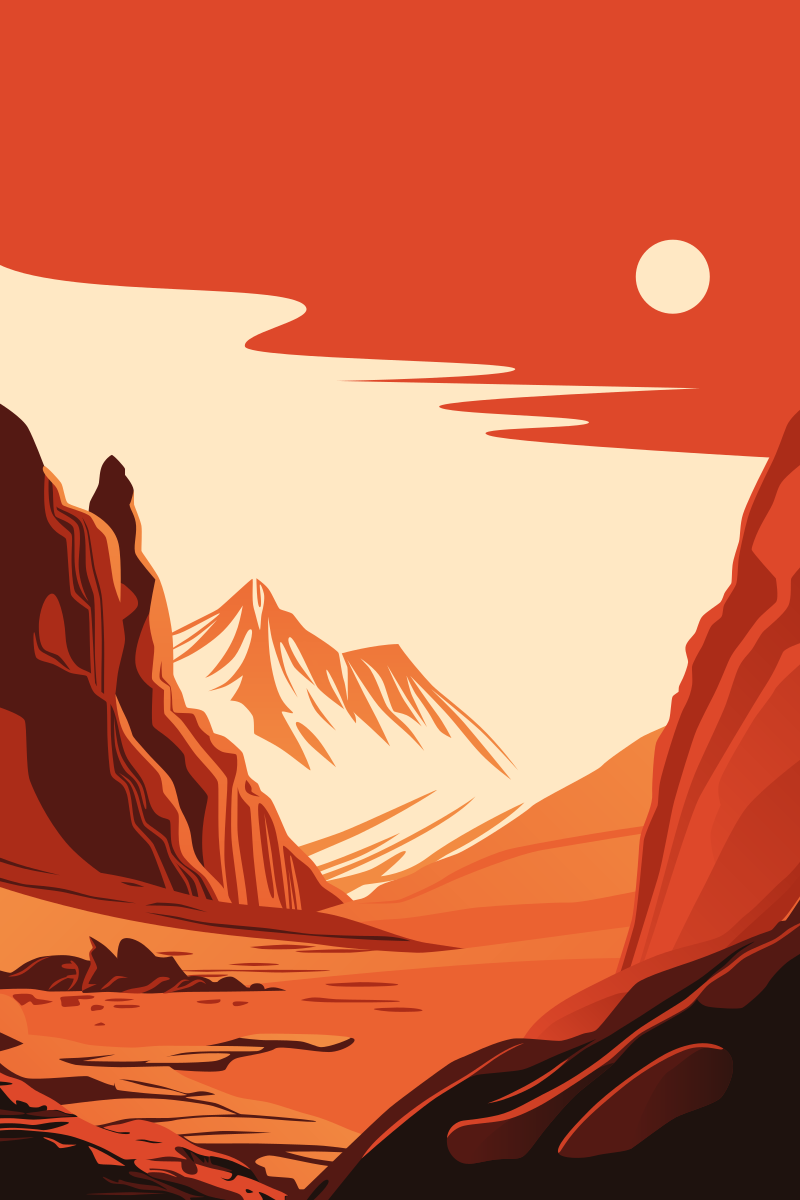 Mars Poster. Human Solar System Exploration. Surface of the Red Planet ...