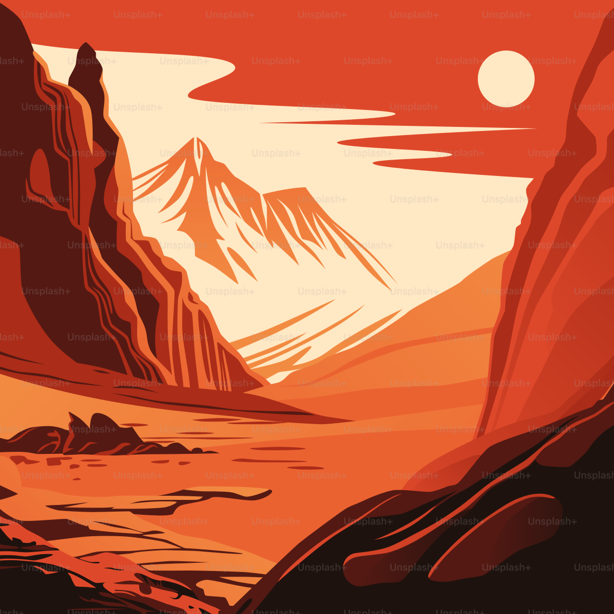 Mars Poster. Human Solar System Exploration. Surface of the Red Planet ...