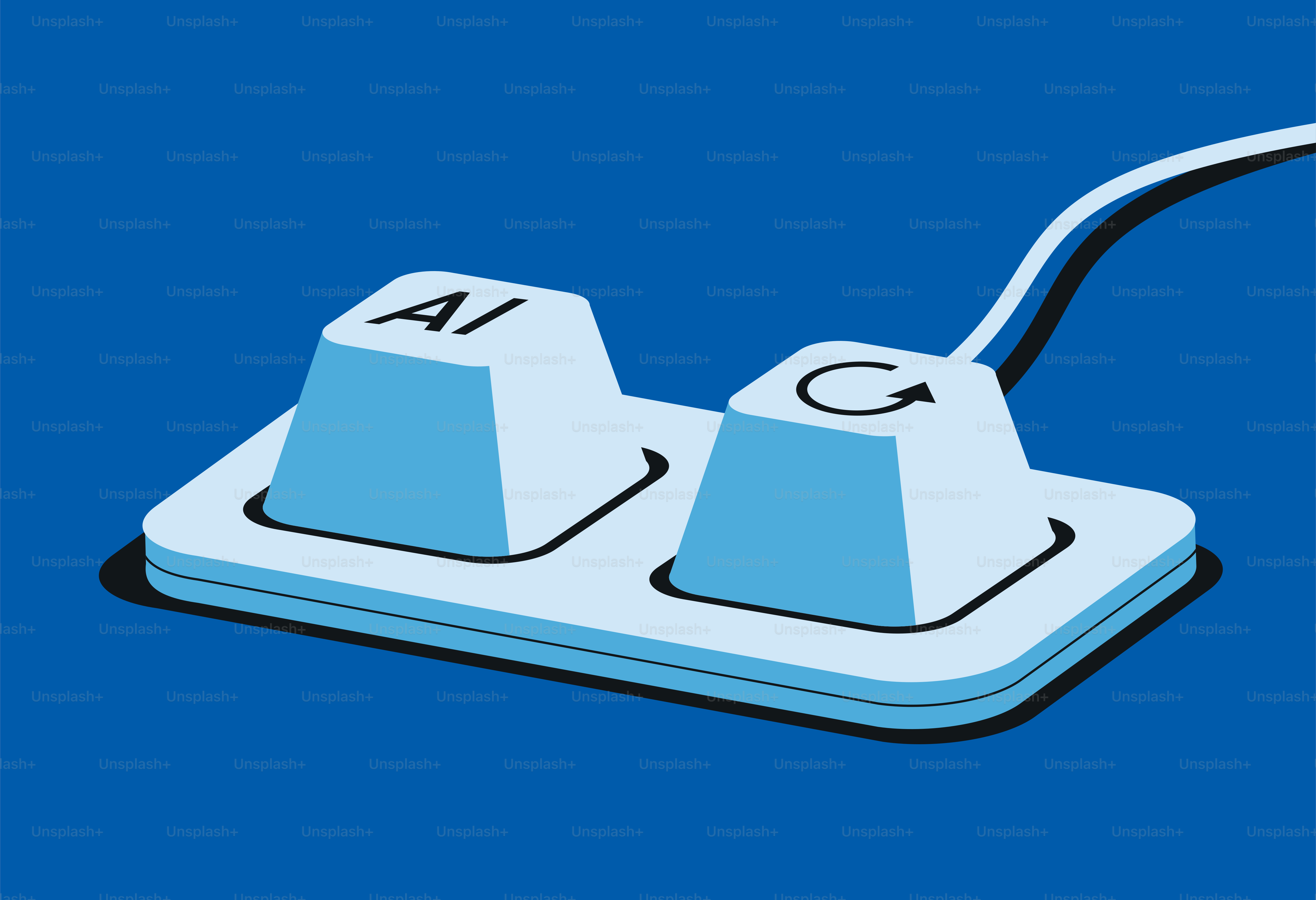 Keyboard with two keys AI and repeat. Artifical inteeligence in daily ...