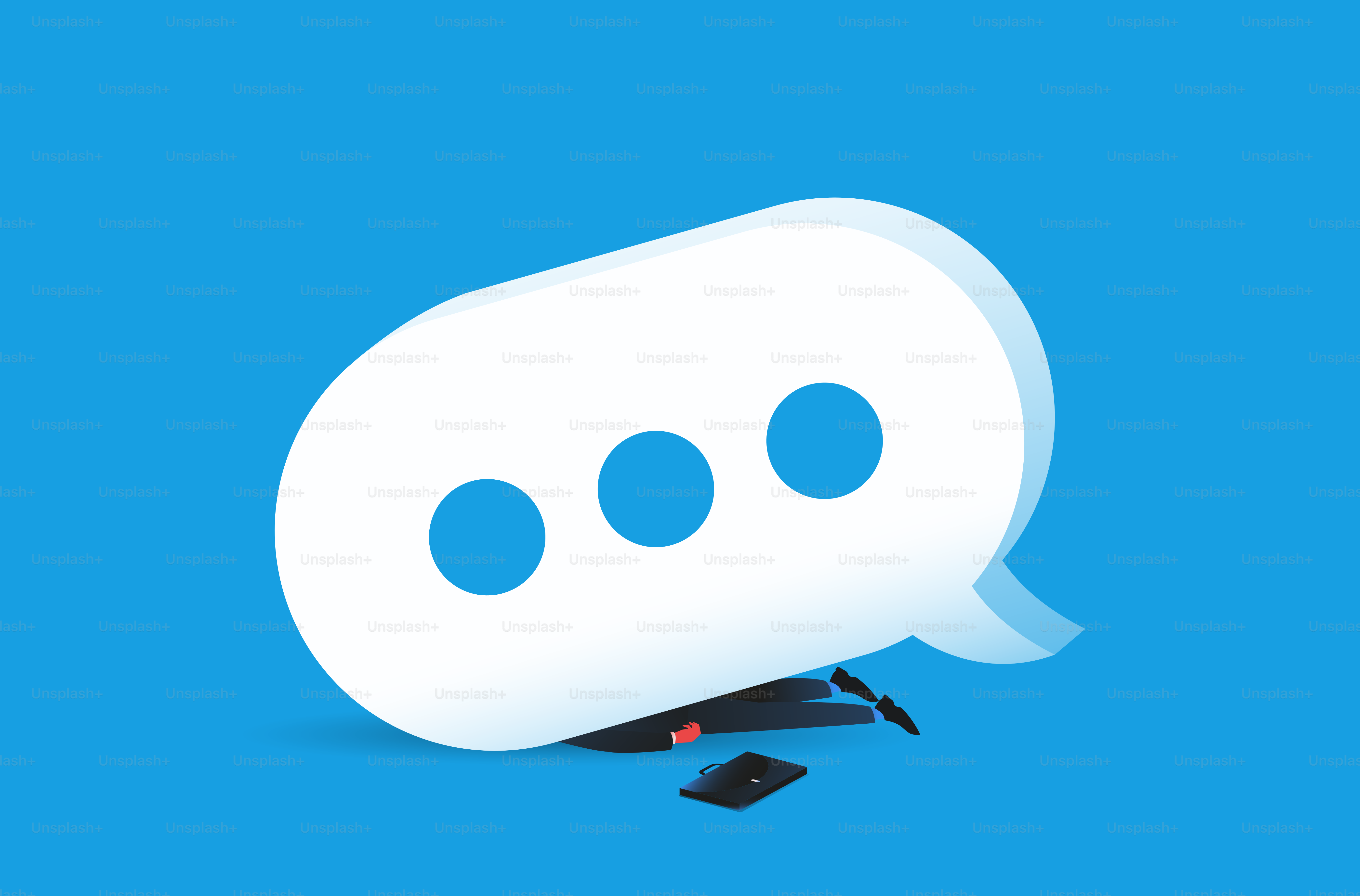 Man crushed by message bubble. Hate speach, censorship in internet ...