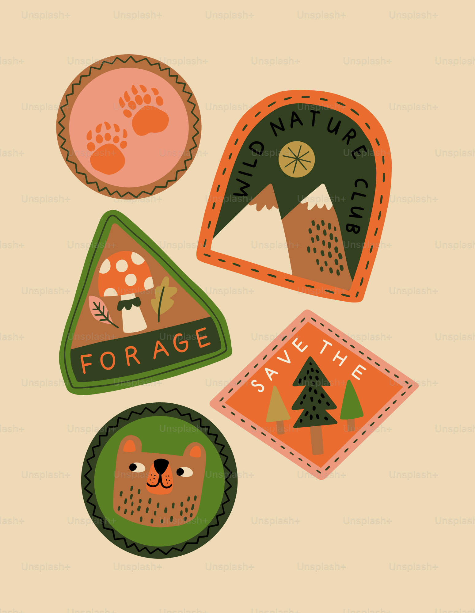 A set of four stickers with animals on them vector – Bear Image on Unsplash