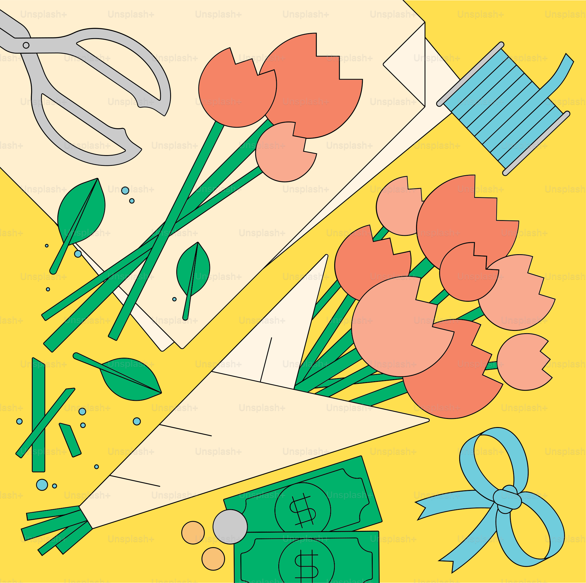 Vektor Gambar seikat bunga dan gunting – Gambar Bunga di Unsplash