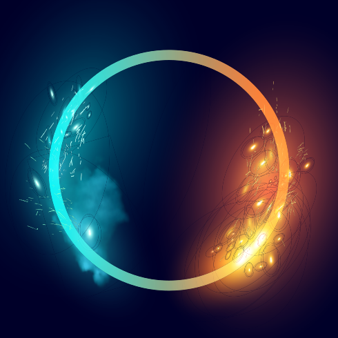 Fire and Ice effects on a loop shape. Vector illustration. vector ...