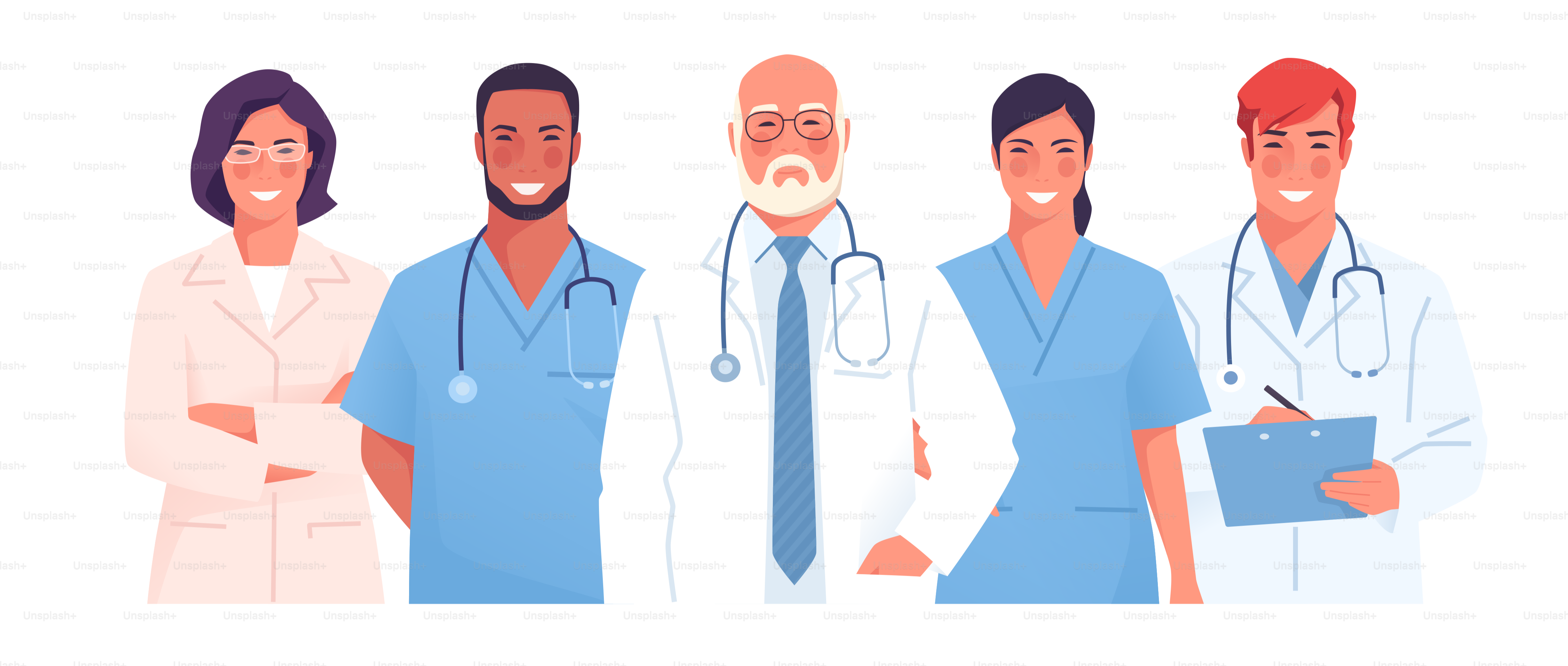 Ilustración vectorial de un equipo médico, grupo de médicos ...