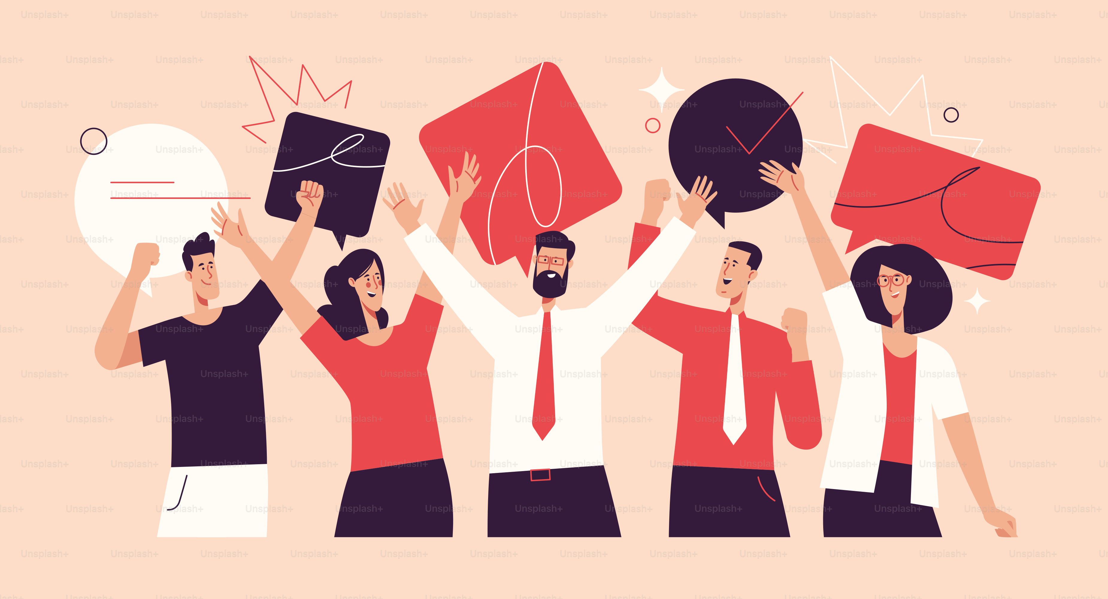 Vektorillustration, die eine Gruppe von Geschäftsleuten zeigt, die den ...