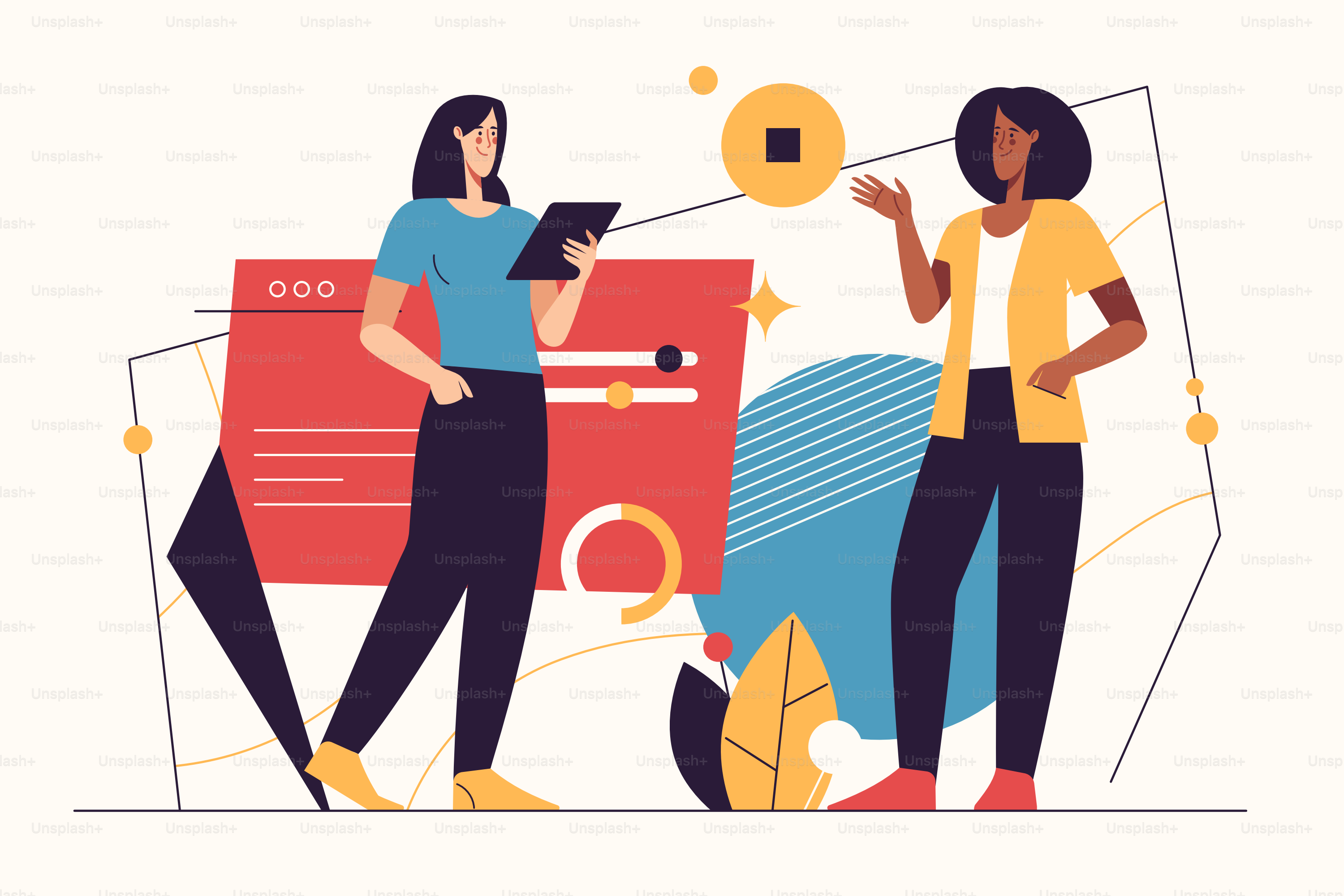 Vector illustration on the subject of data gathering, business ...