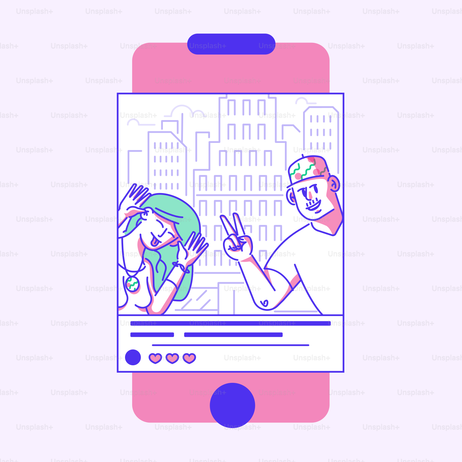 A woman holding a cell phone in her hands vector – Illustrations Image ...