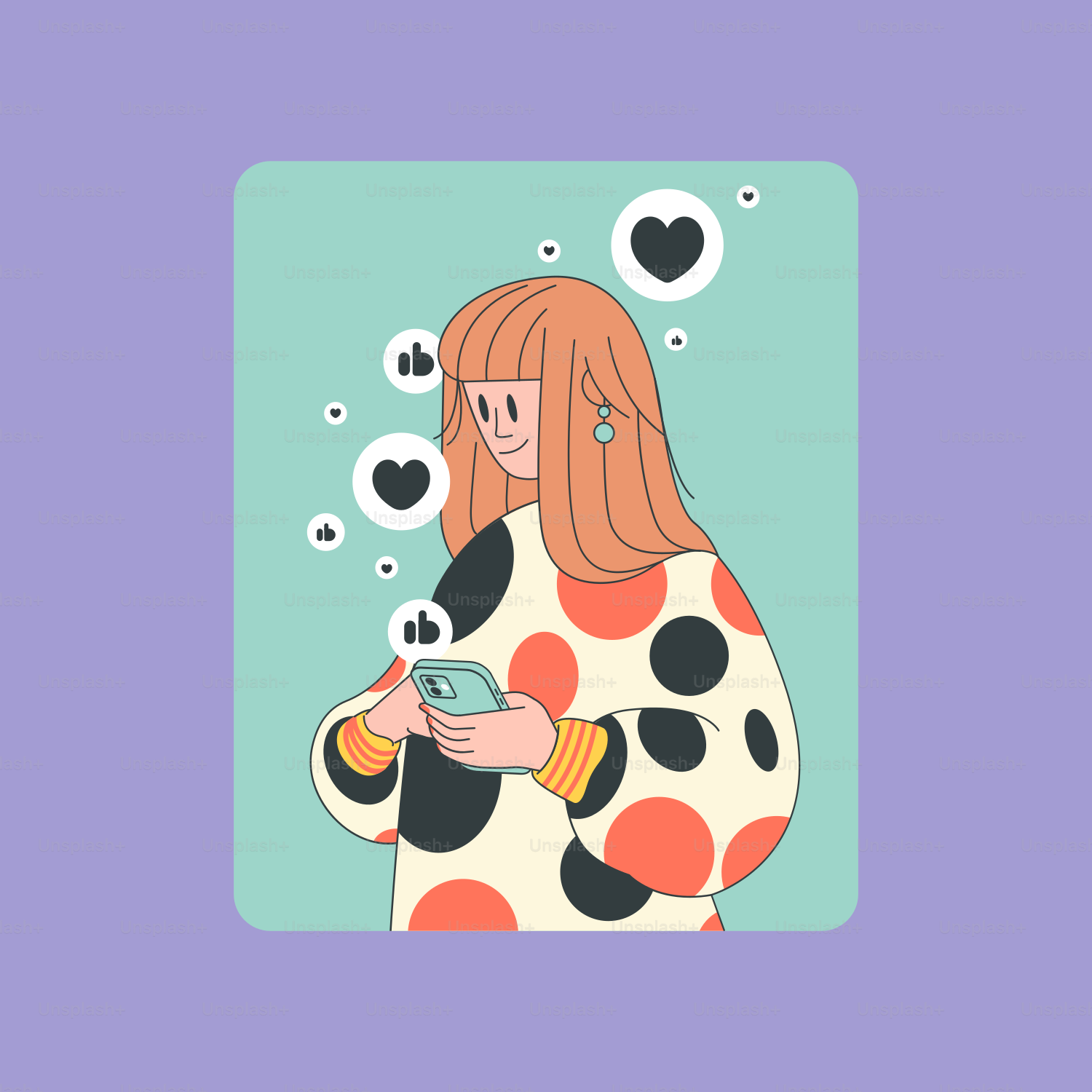 A woman holding a cell phone in her hands vector – Illustrations Image ...