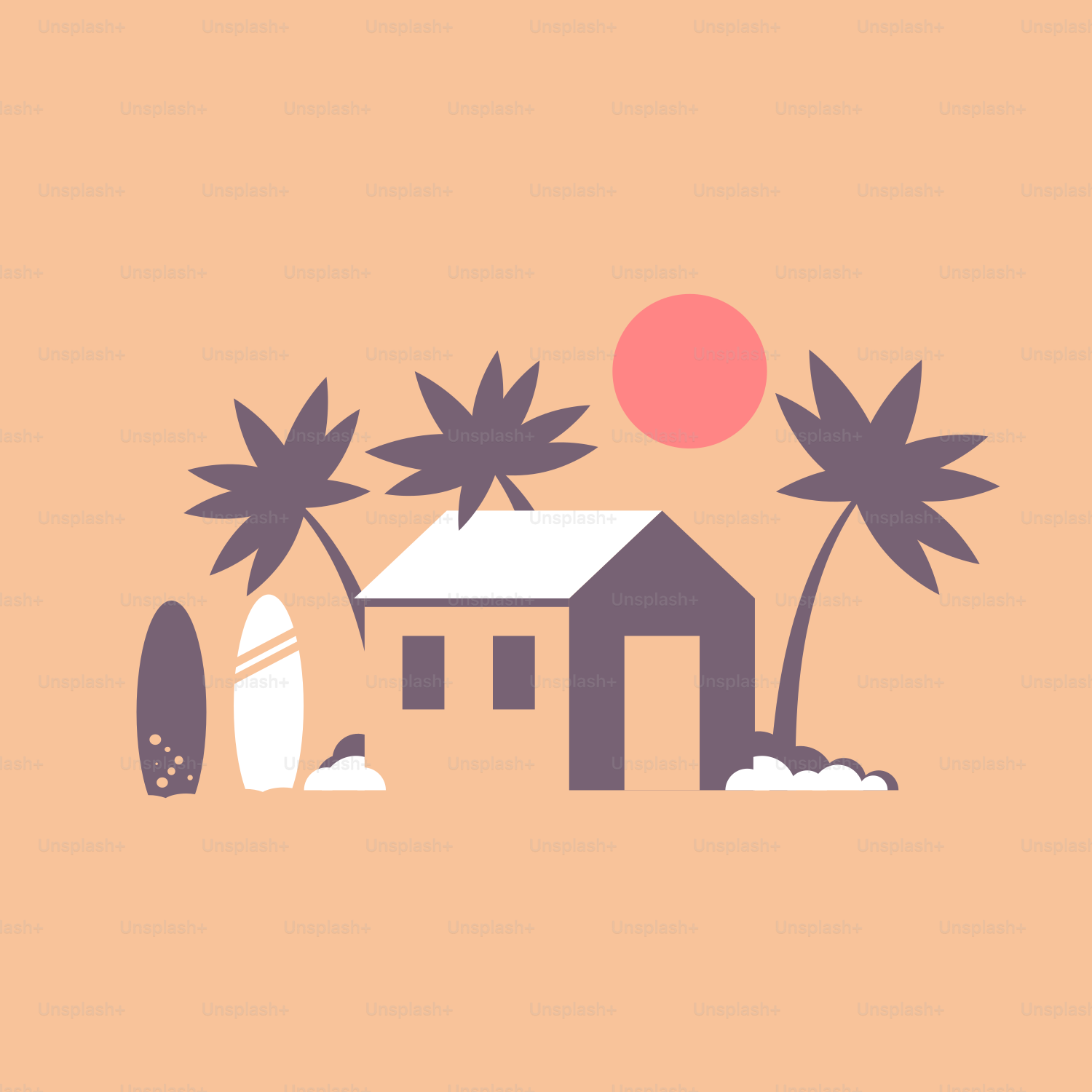 A beach scene with a house and palm trees vector – Accommodation Image on Unsplash