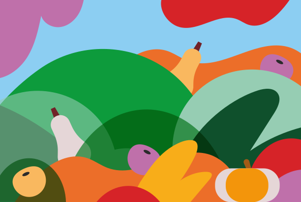 Une peinture d’un bouquet de fruits et légumes vectoriel – Image de ...