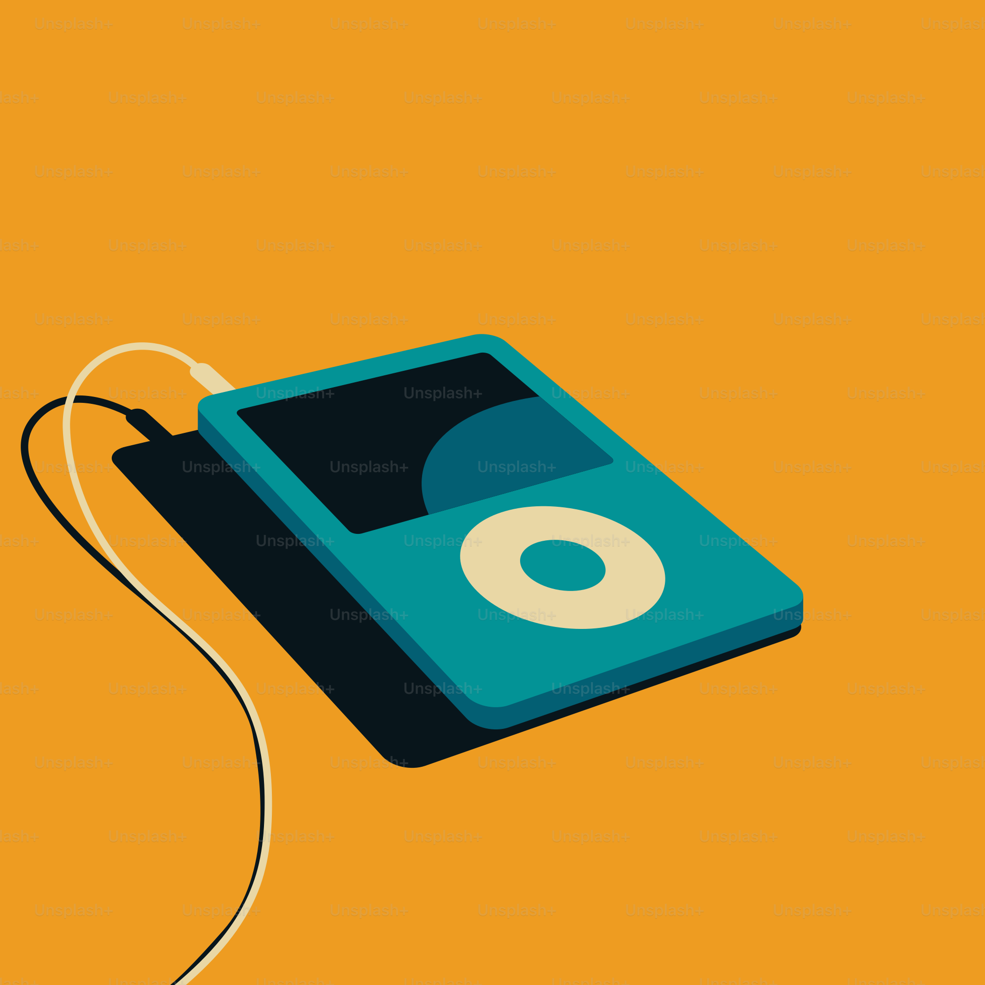 Un lecteur MP3 avec un câble attaché vectoriel – Image de Technologie ...