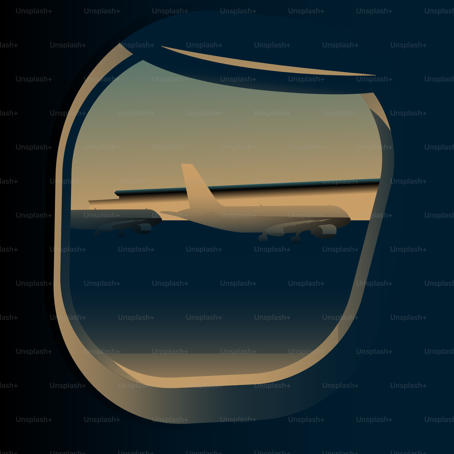 An airplane is flying in the sky through a window vector – Air travel ...