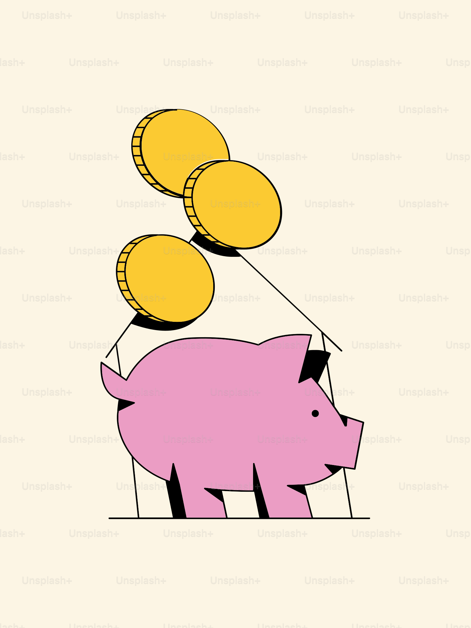 Vektor Babi merah muda dengan balon kuning melayang dari punggungnya ...