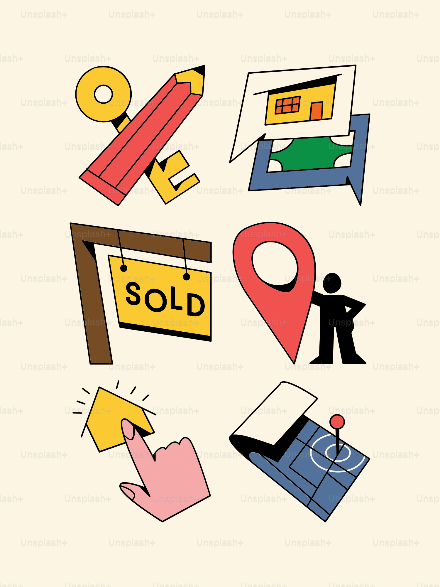 A drawing of a lot of different items on a white background vector ...