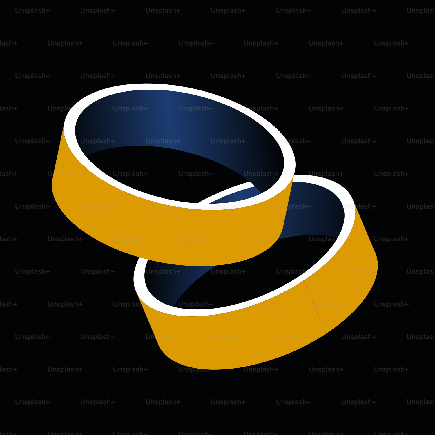 Two yellow and blue rings on a black background vector – Wedding rings ...