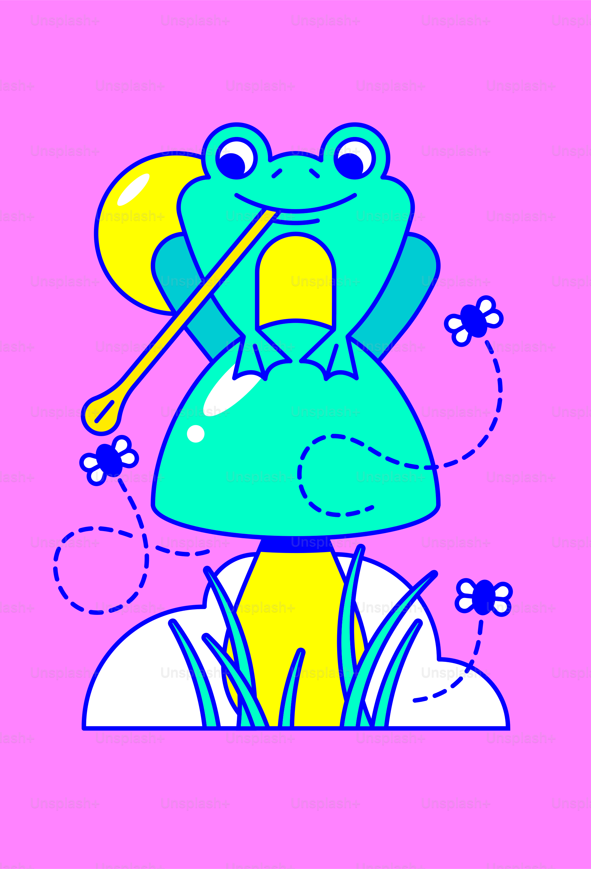 A cartoon frog with a golf club in its mouth vector – Animal Image on ...