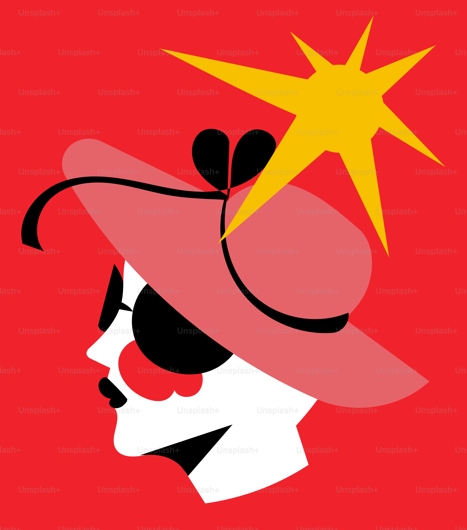 A woman wearing a hat with a star on top of it vector – Wallpaper Image ...