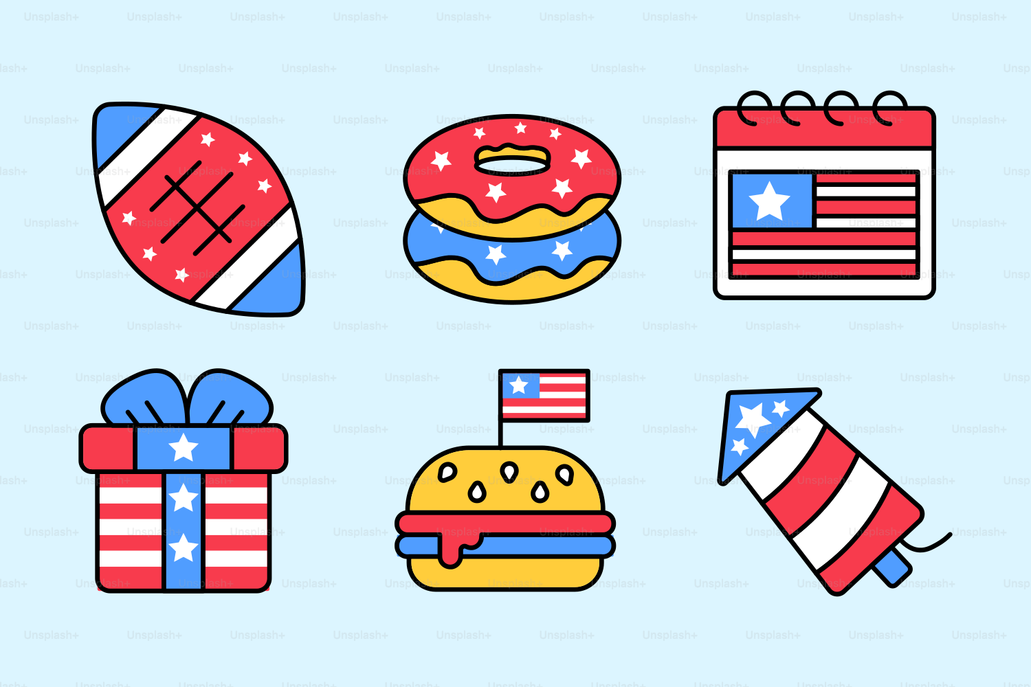 A set of patriotic icons on a blue background vector – Vector Image on ...