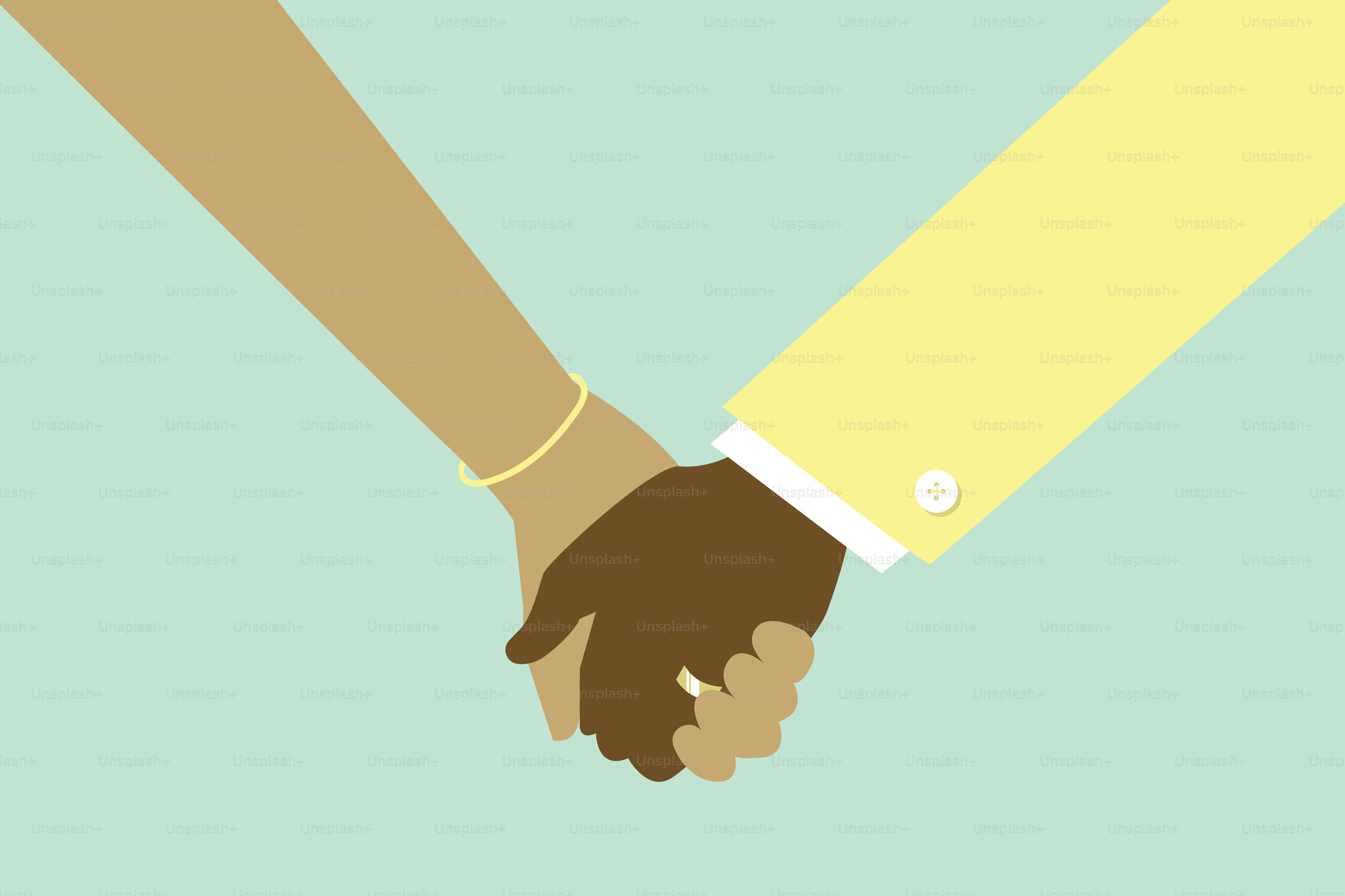 Un par de personas tomadas de la mano con un fondo de cielo vector ...