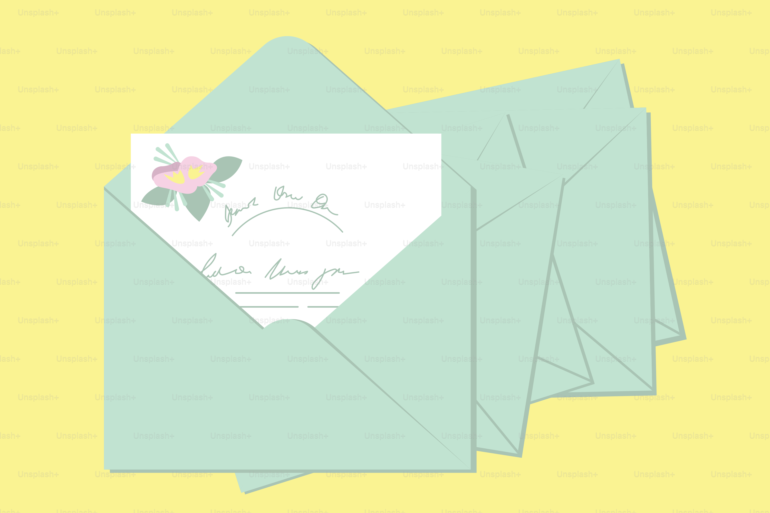 A set of four envelopes sitting on top of each other vector ...