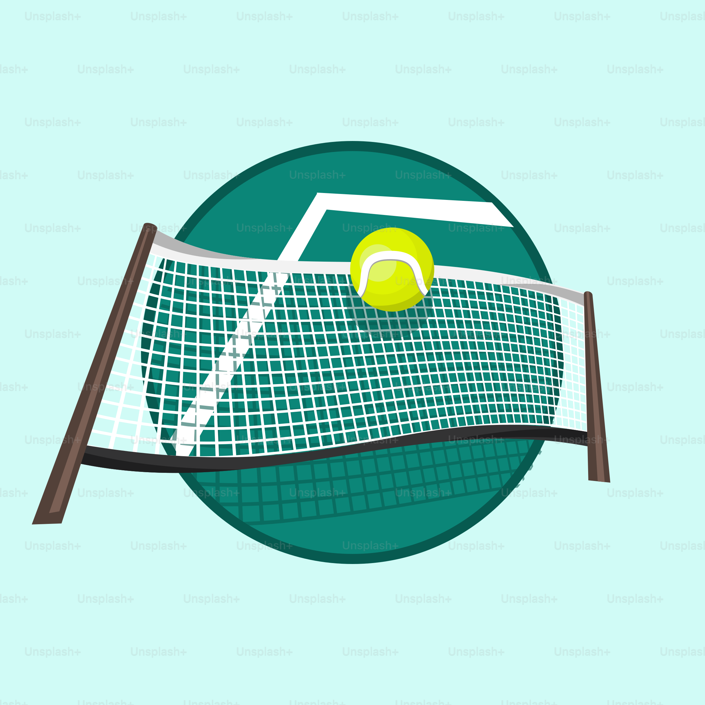 A tennis racket hitting a tennis ball over a net vector – Illustration ...