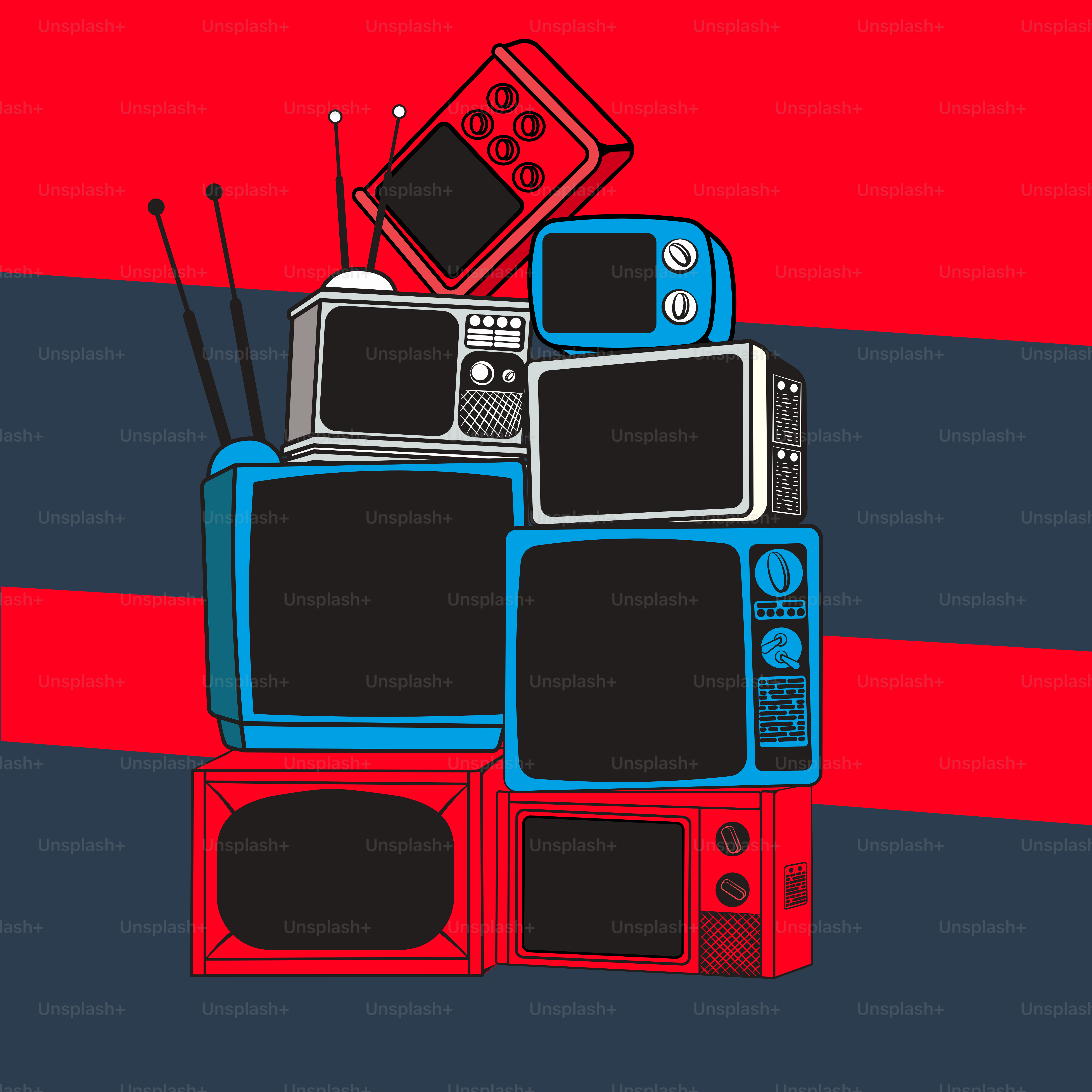 A bunch of tvs stacked on top of each other vector – Wallpaper Image on ...