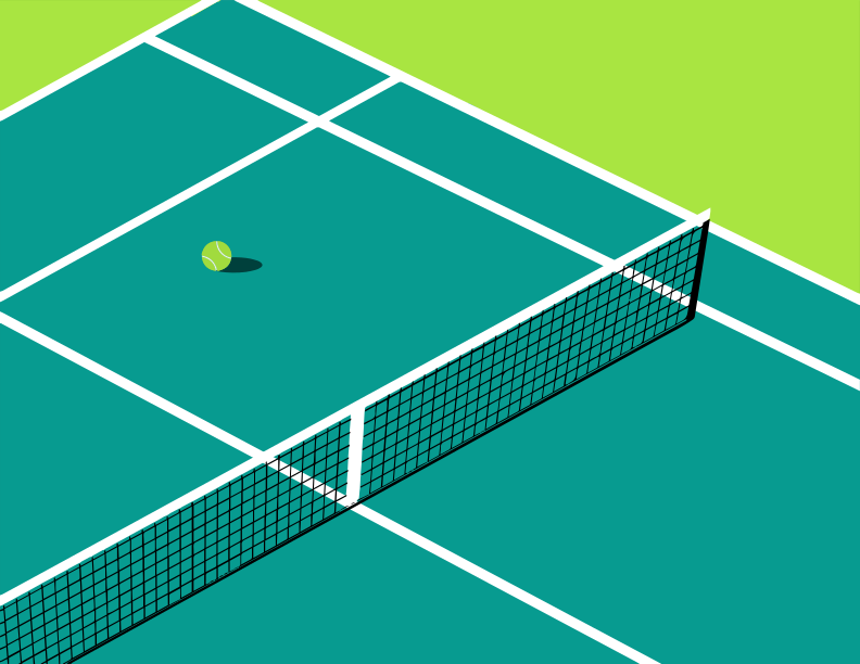 A tennis court with a tennis ball on it vector – Illustration Image on ...