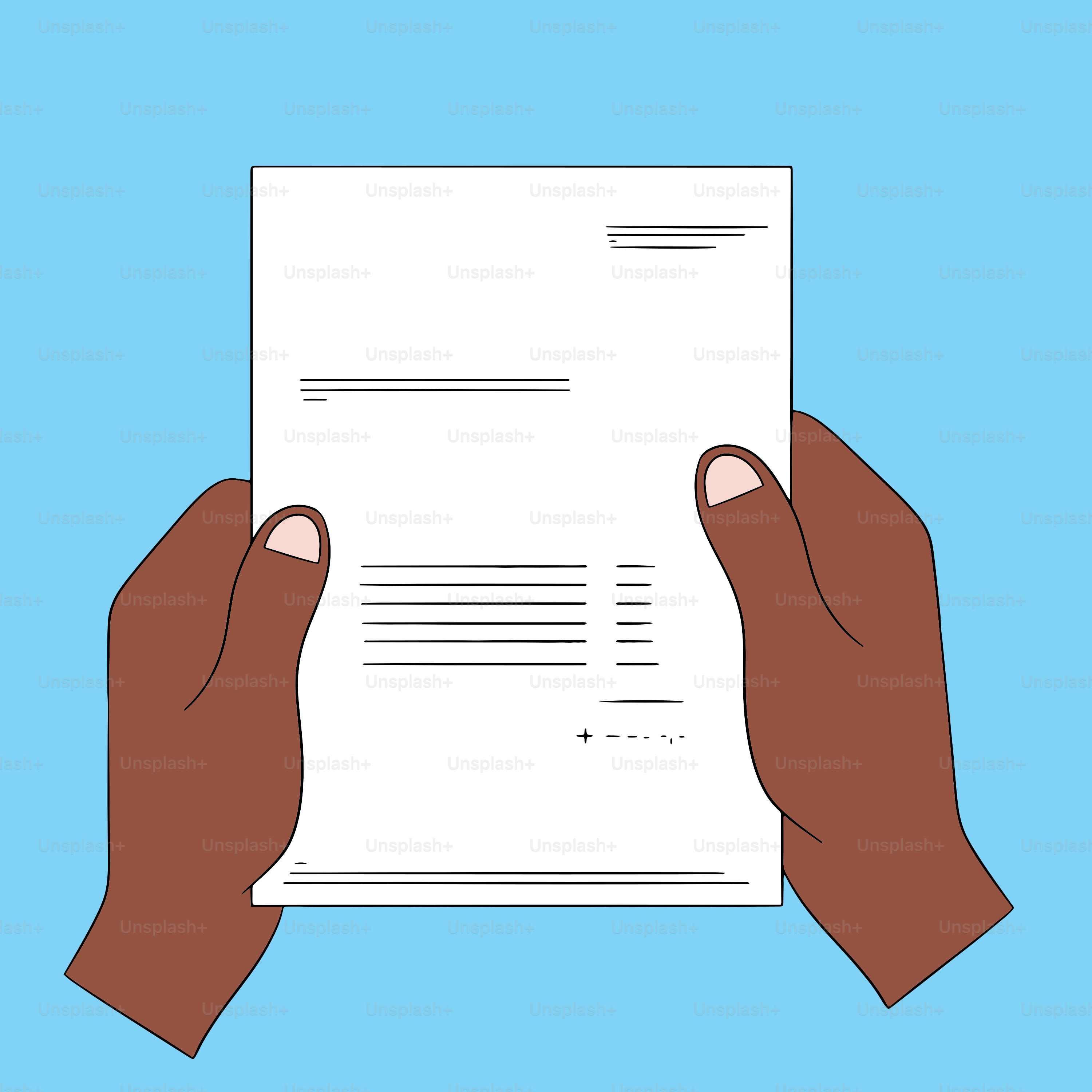 Two hands holding a piece of paper over a blue background vector – # ...