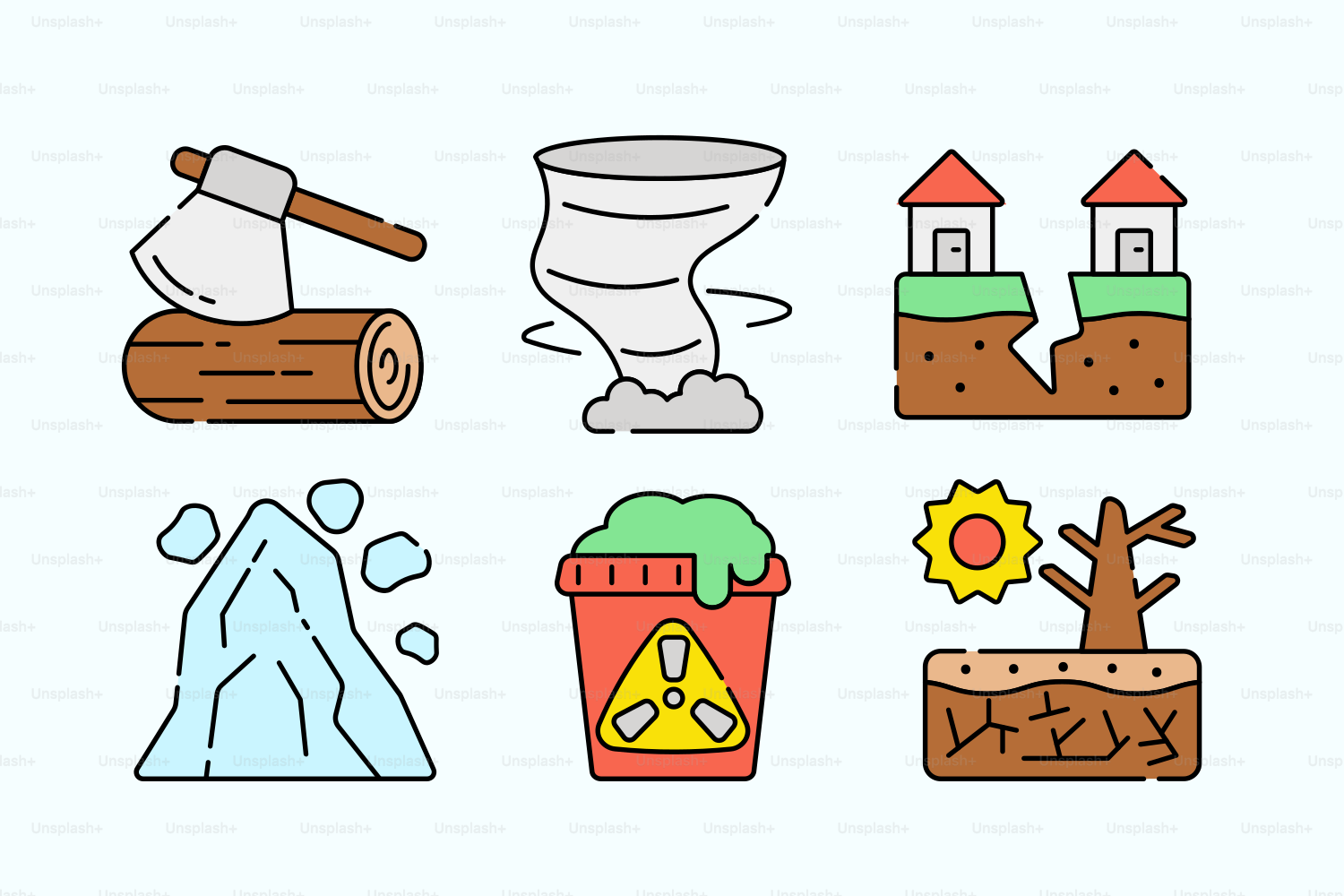 A collection of different types of objects on a white background vector ...