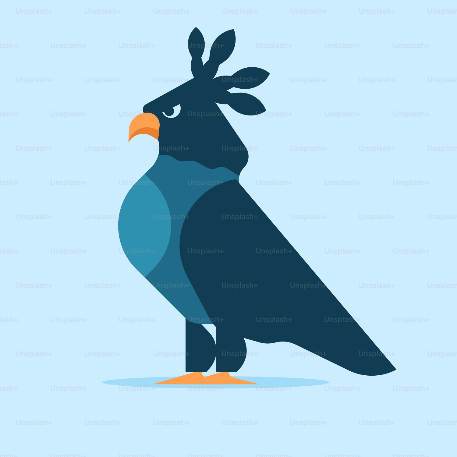 A blue bird standing on top of a blue ground vector – Eagle Image on ...