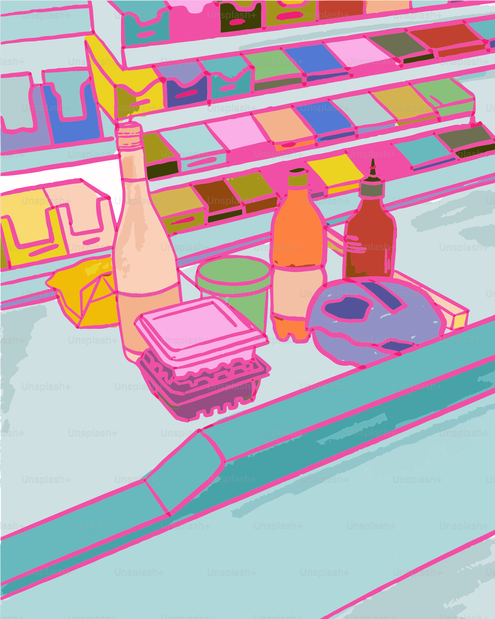 An illustration of a store shelf filled with cosmetics vector – Grocery ...