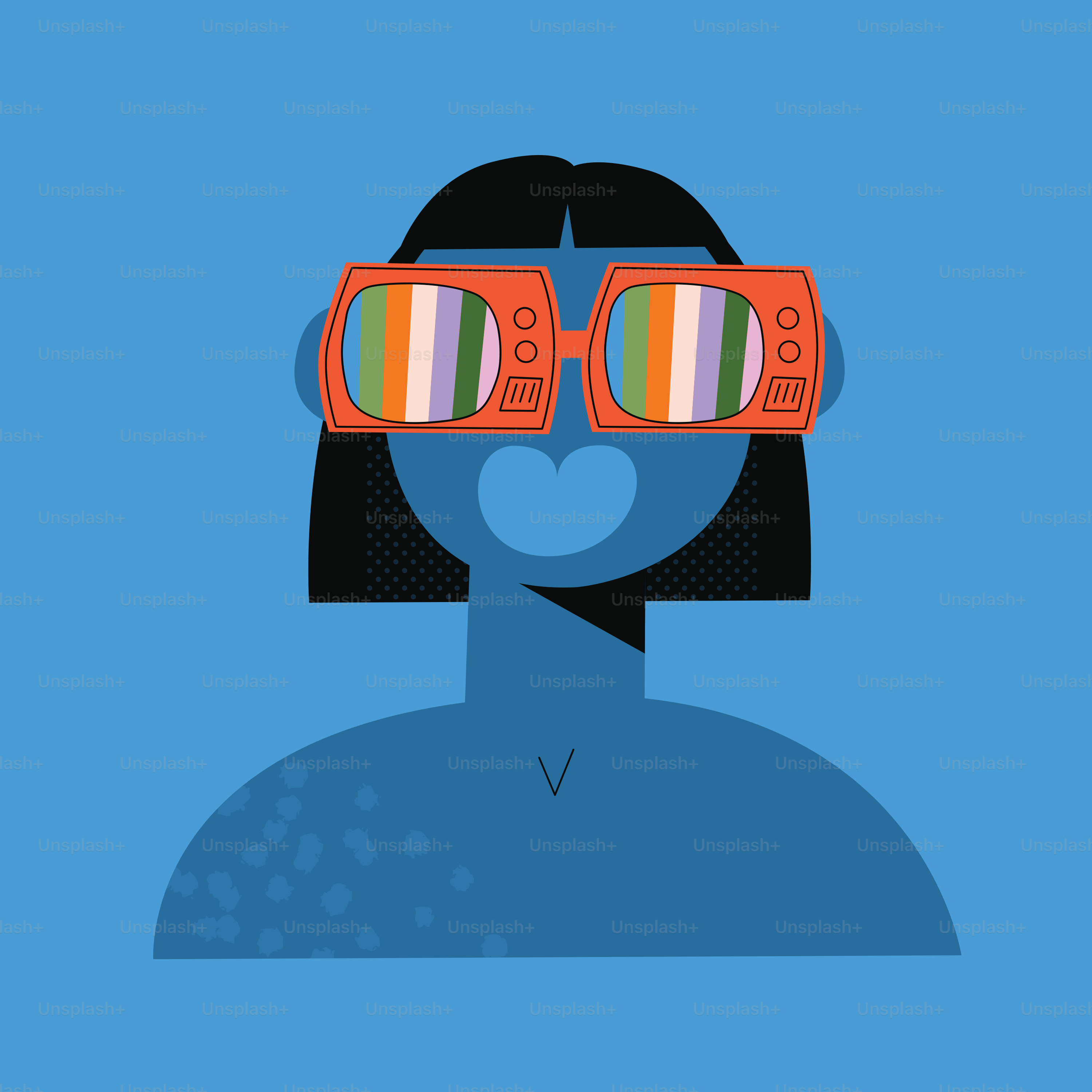 Una persona con un par de gafas 3D en la cabeza vector – Imagen de Ojos ...