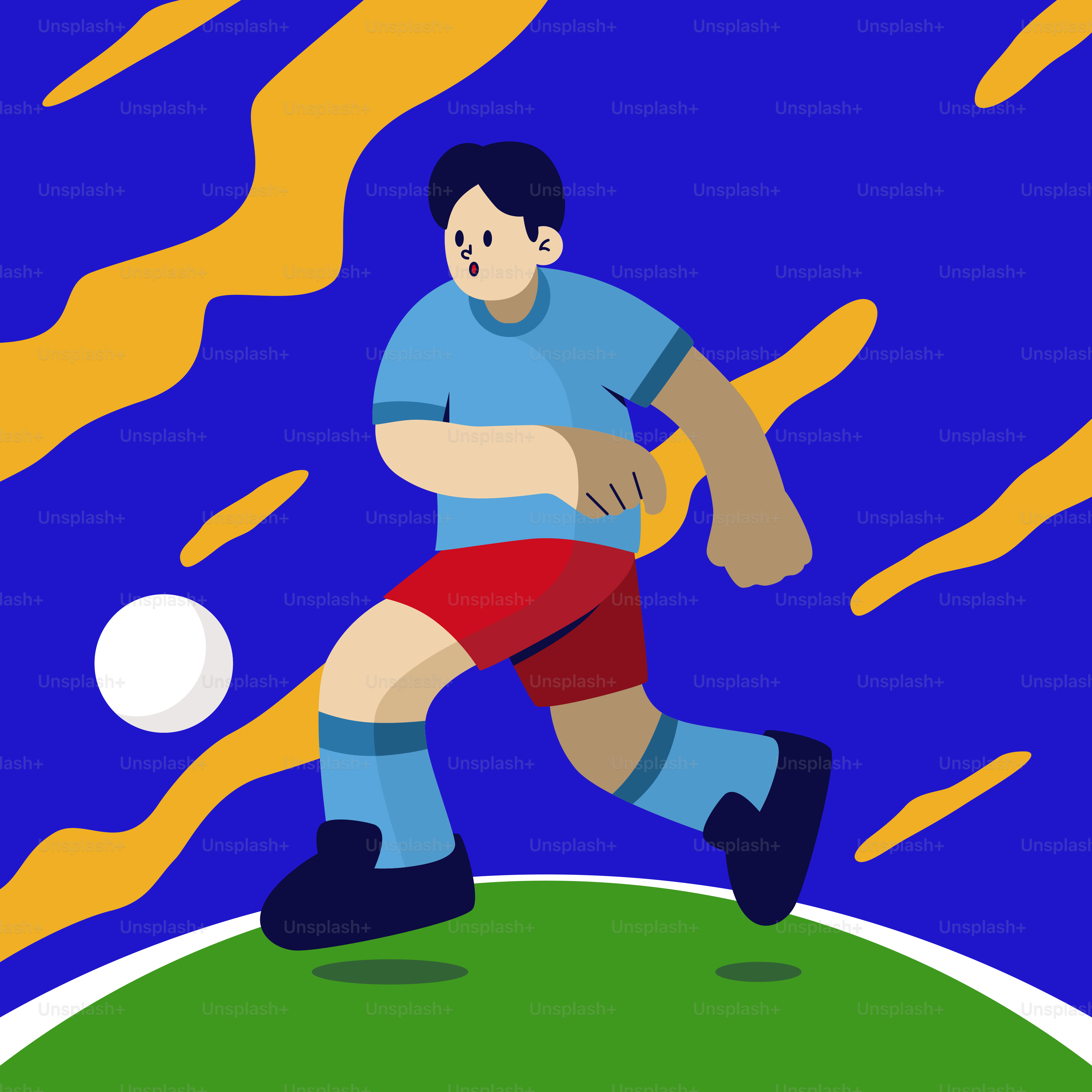 Un cartone animato di un giocatore di calcio che calcia un pallone da ...