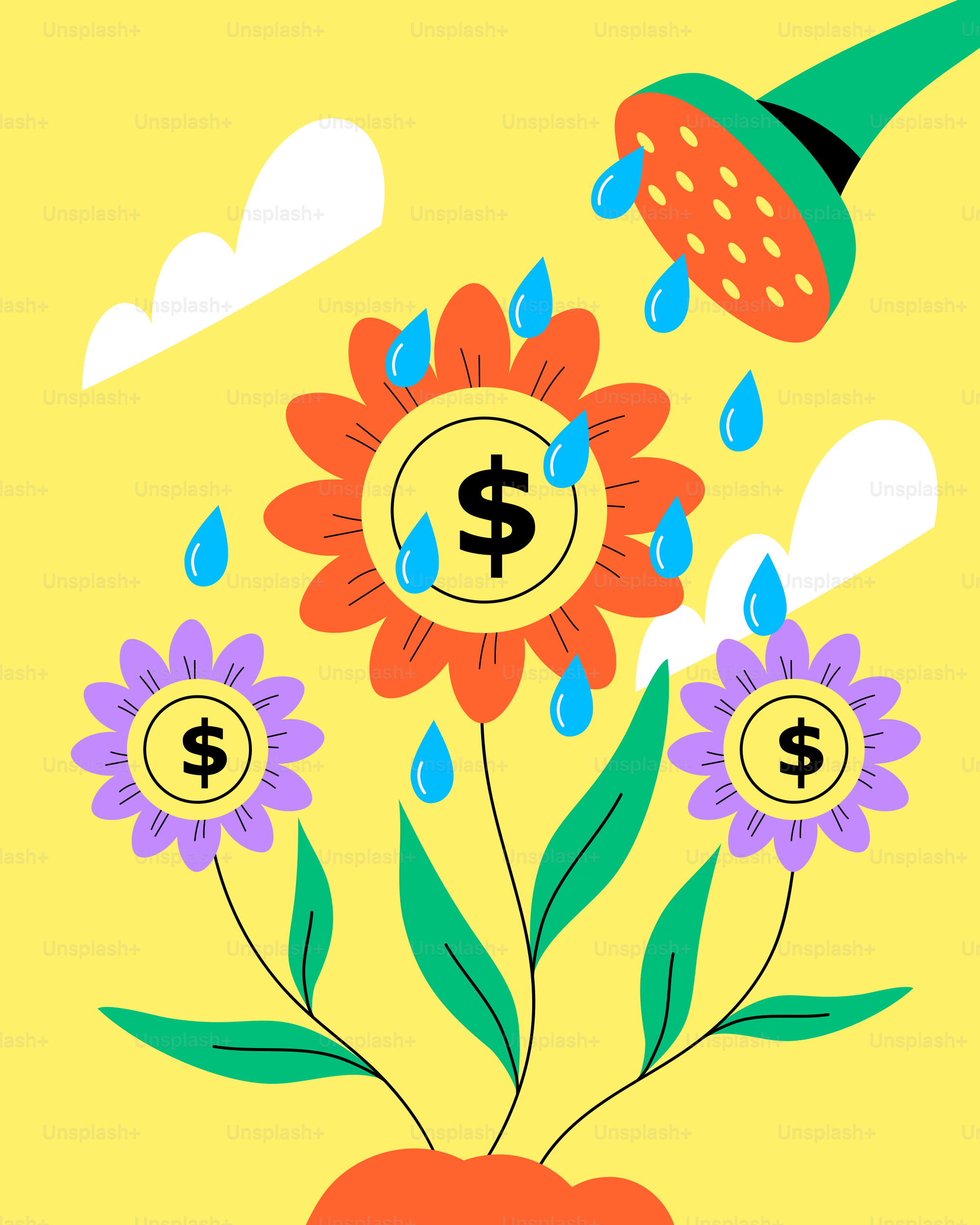 A bouquet of flowers with a dollar sign coming out of it vector – Money ...