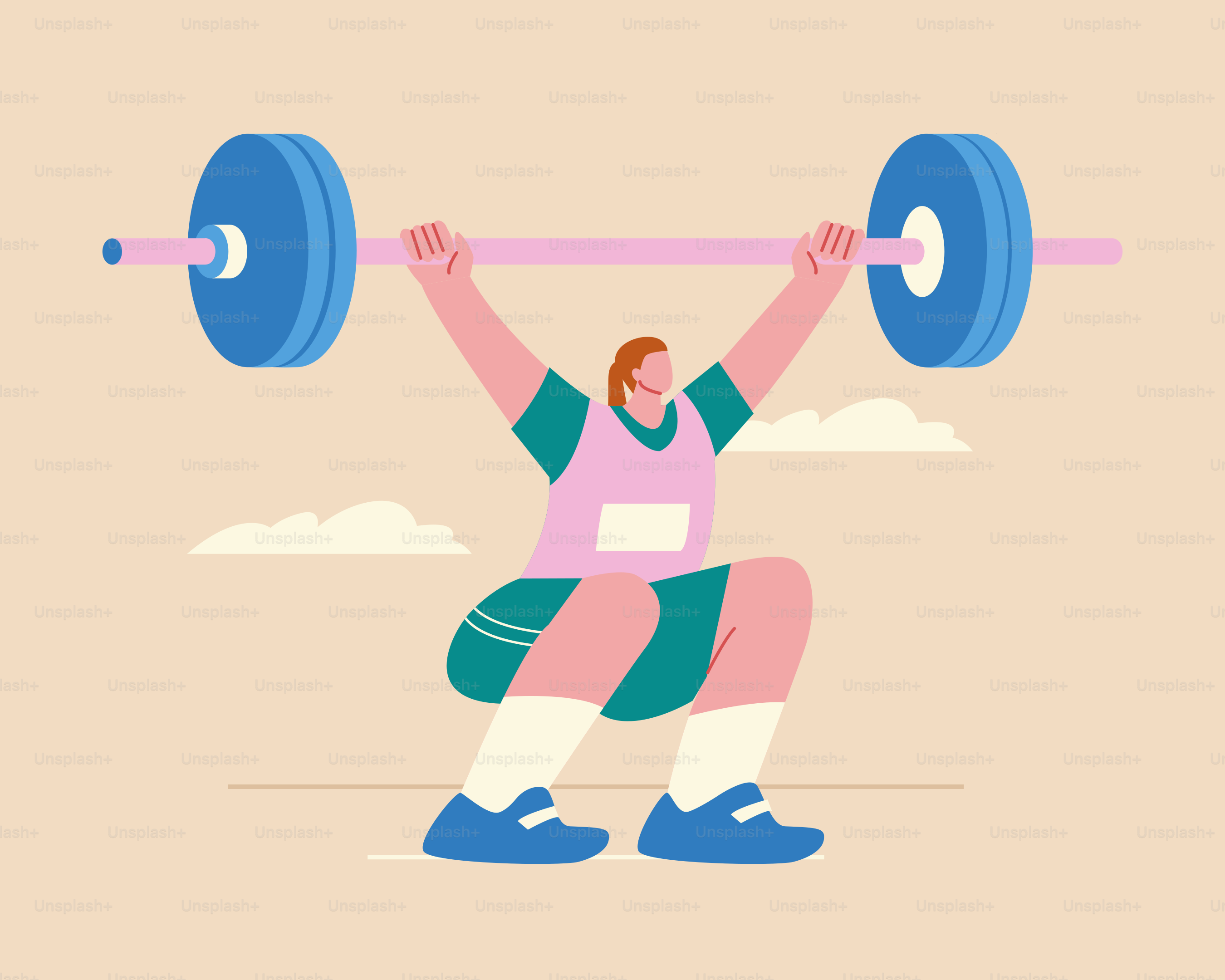 A man lifting a barbell with a sky background vector – Weightlifting ...