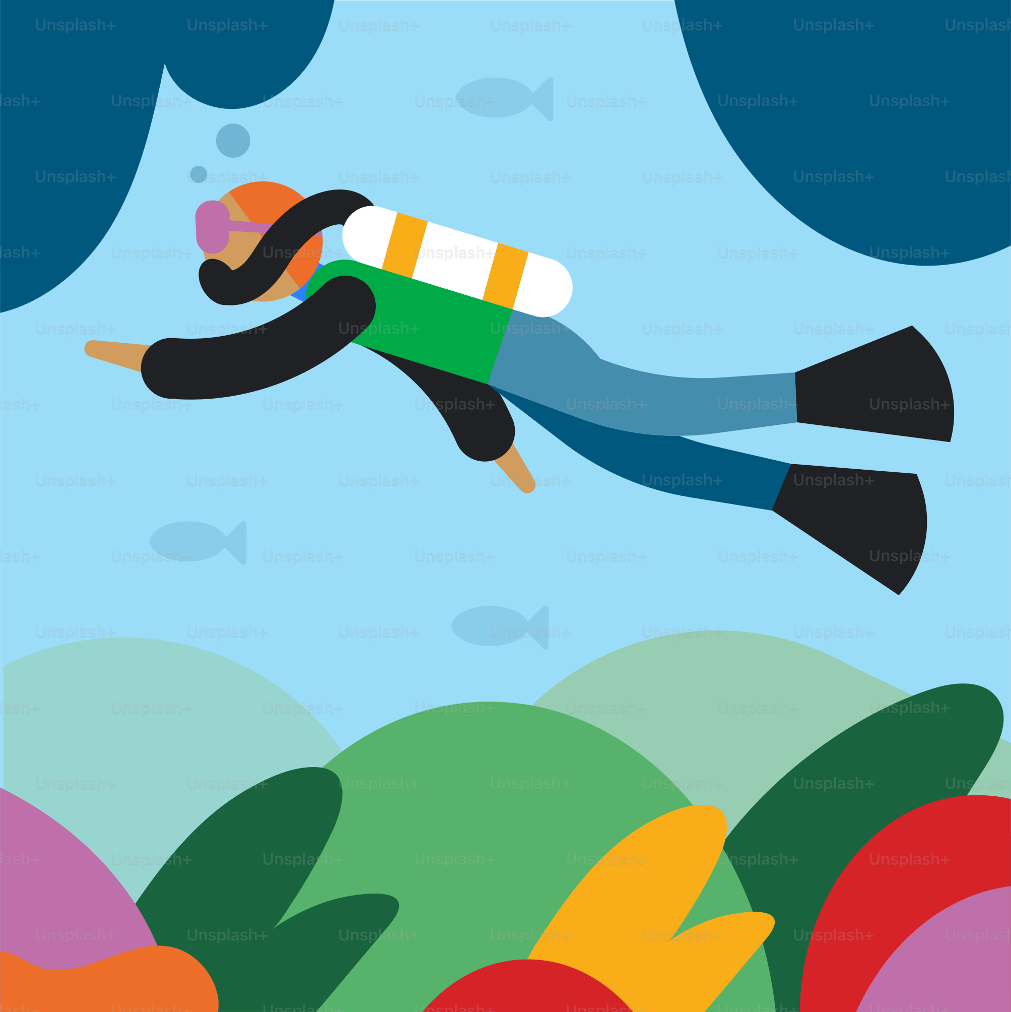 A man flying through the air while wearing a diving suit vector – Under ...