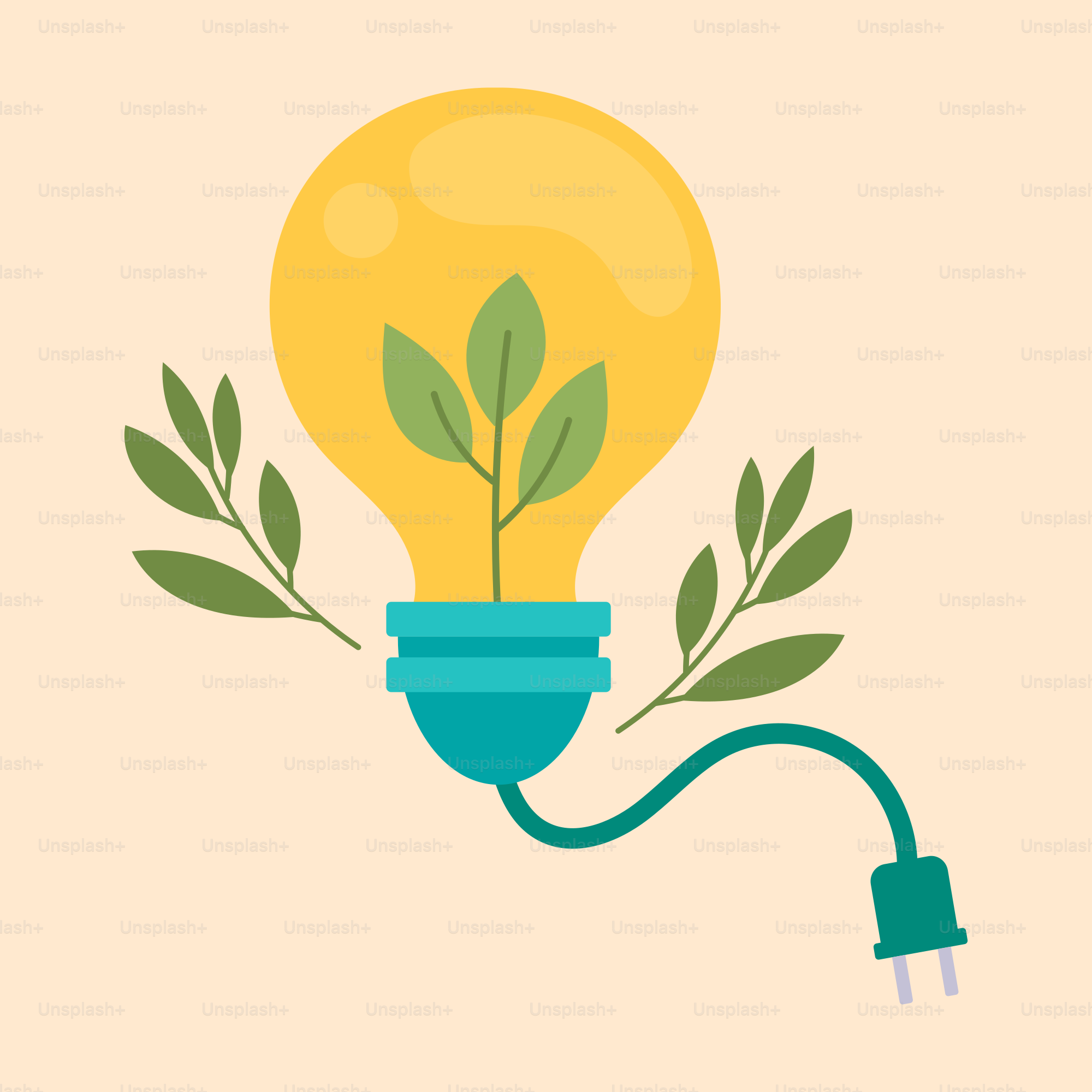 A light bulb with a plant growing out of it vector – Natural Image on ...