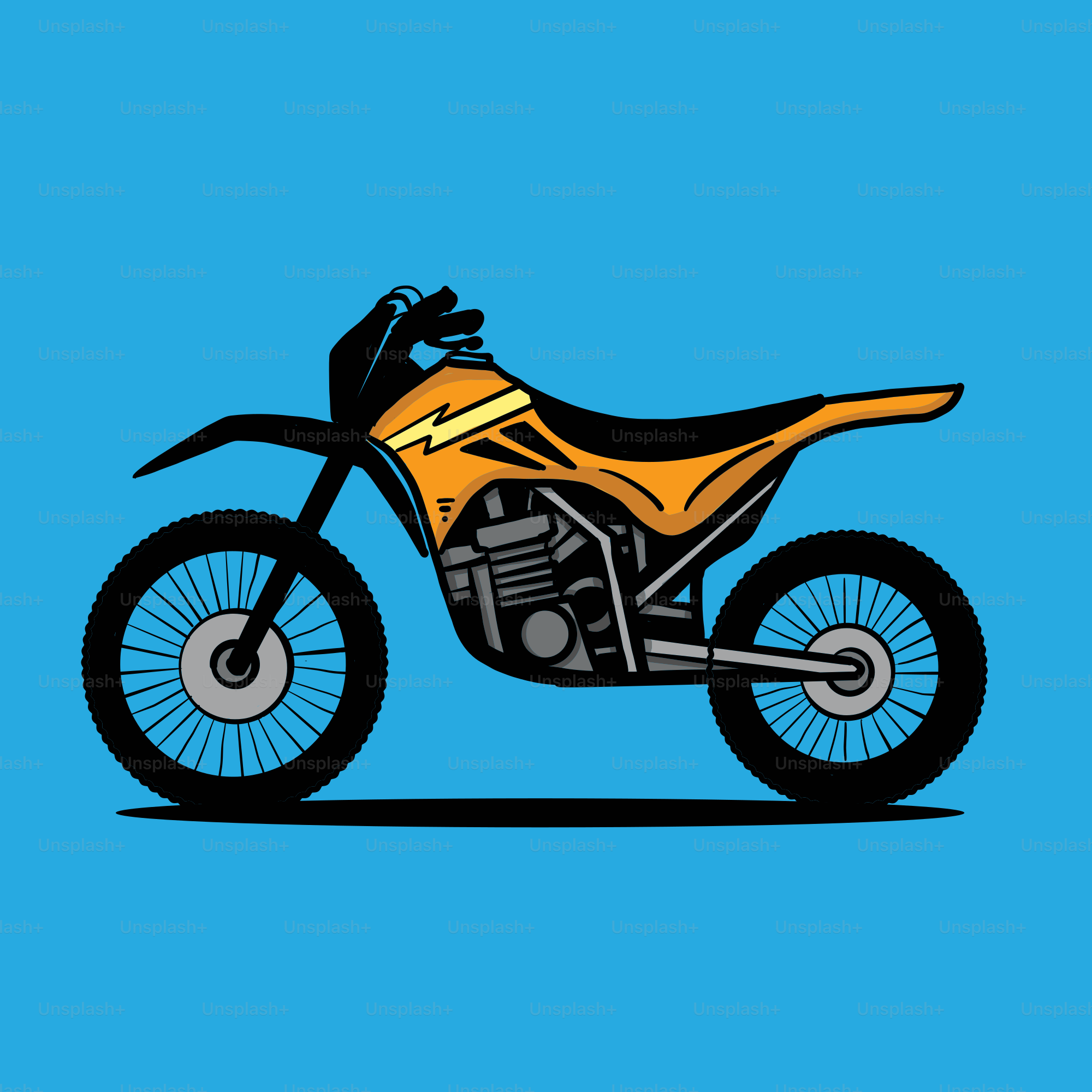 A drawing of a motorcycle on a blue background vector – Motorcycle ...