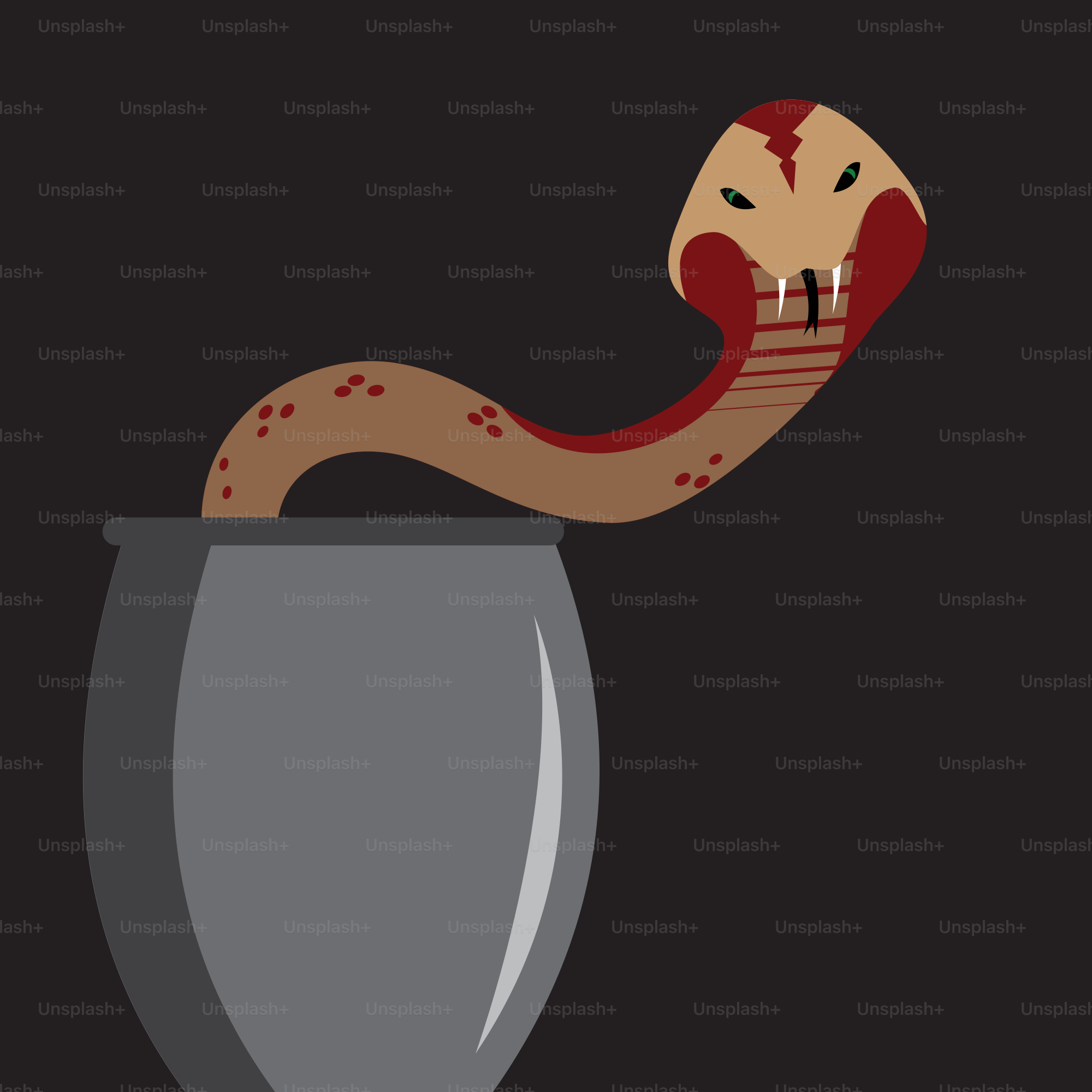 A snake sticking its head out of a vase vector – Poisonous snake Image ...