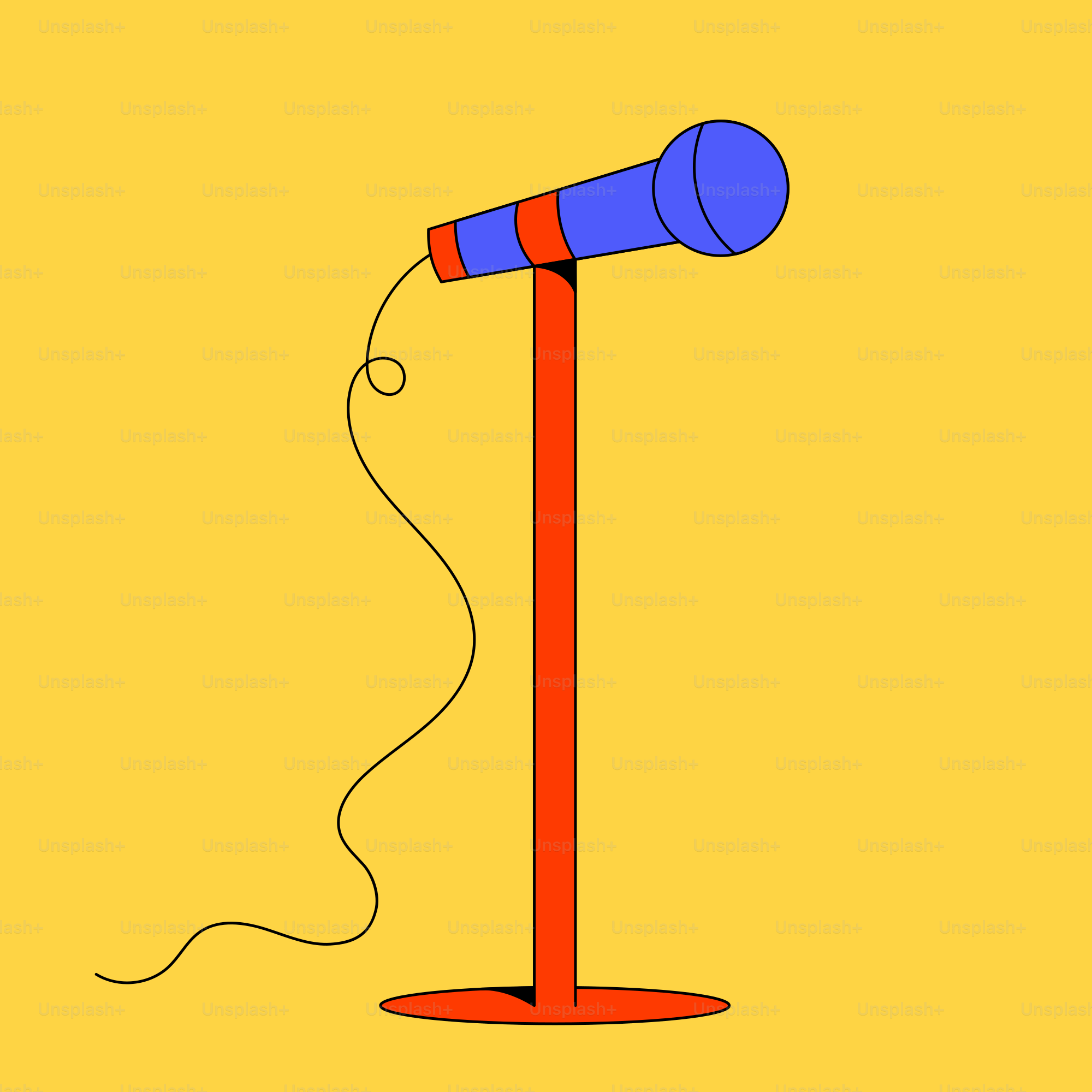 A blue and red microphone on a yellow background vector – Karaoke Image ...